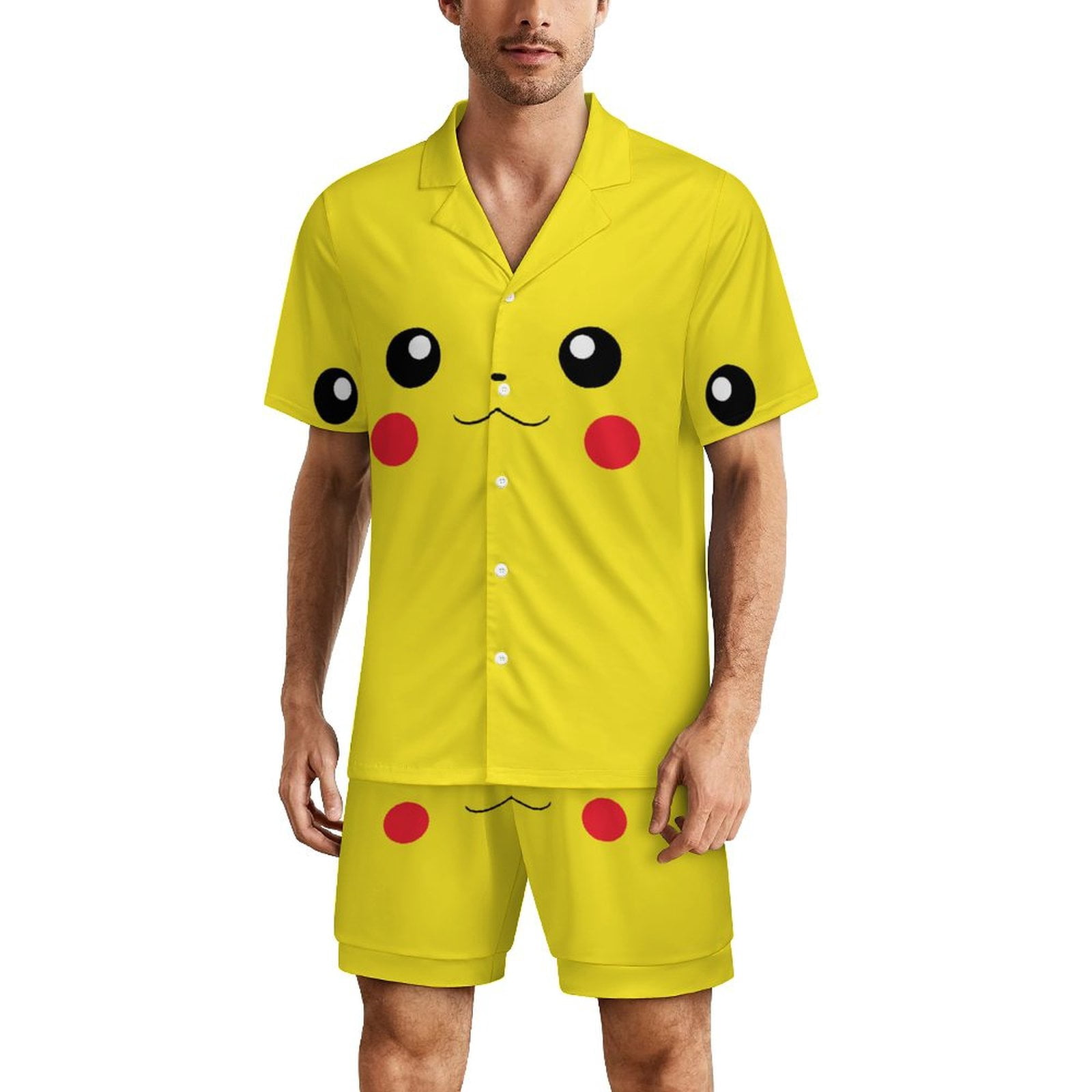 Pokémon Pikachu Outdoor Adventures Men's Ice Silk Satin Pajamas 2 Piece ...
