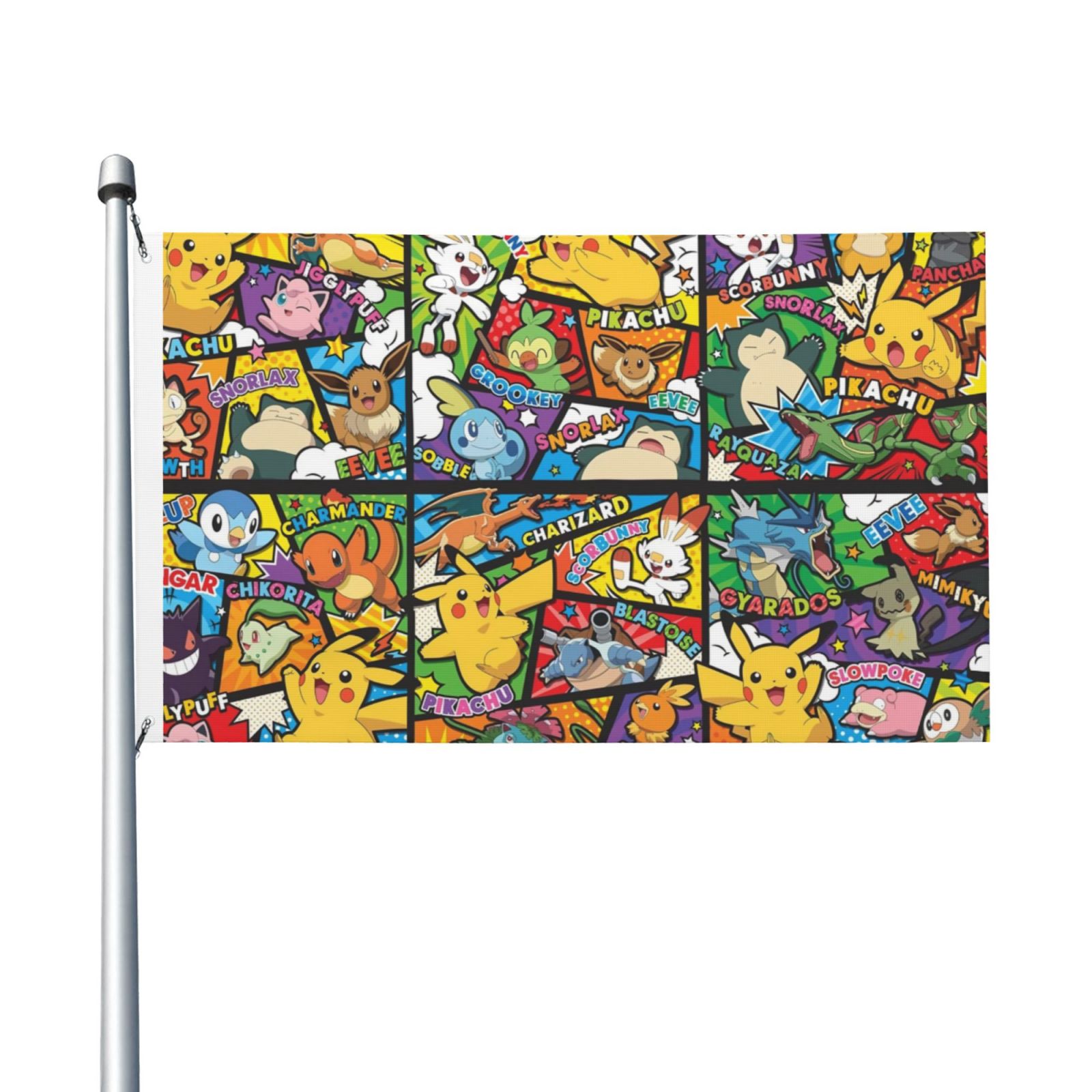 Pokémon-Pikachu Panels 3x5ft Face Flag Fade Proof Holiday Fall Flag ...