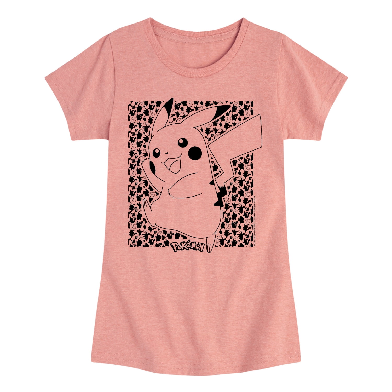 Pokémon - Pikachu Pattern - Youth Girls Short Sleeve Graphic T-Shirt ...