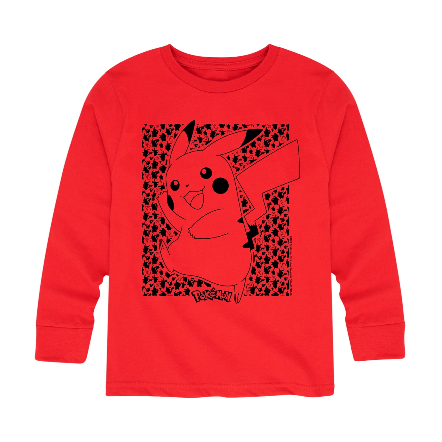 Pokémon - Pikachu Pattern - Youth Long Sleeve Graphic T-Shirt - Walmart.com