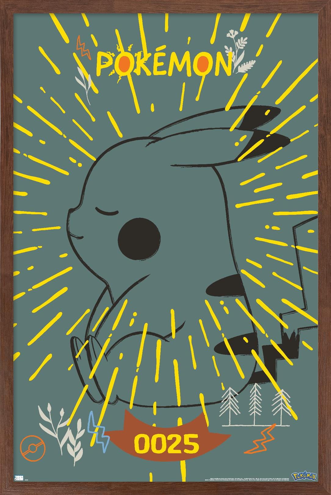 Pokémon - Pikachu Peaceful Nature Wall Poster, 14.725" x 22.375" Framed ...