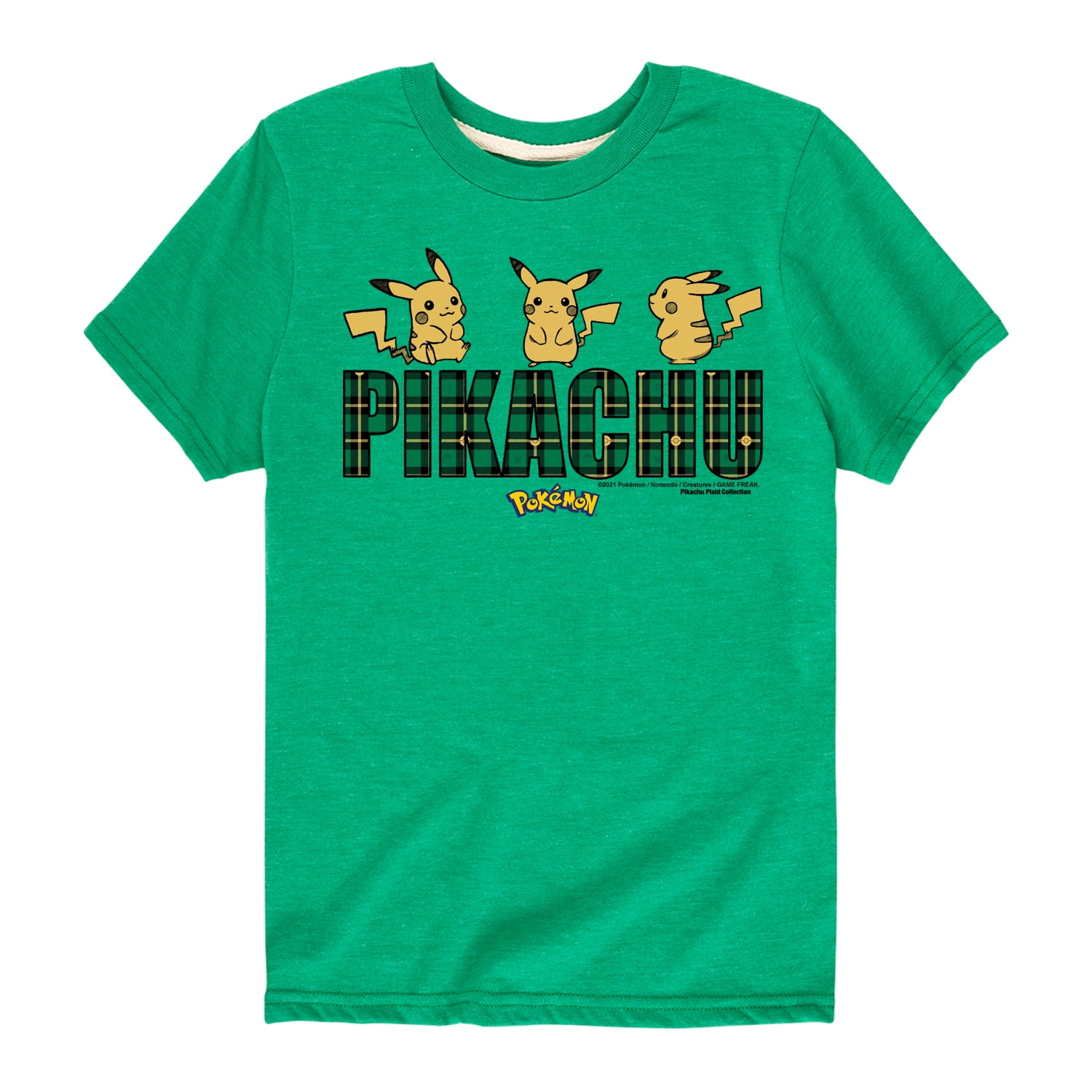 Pokémon - Pikachu Plaid Logo - Youth Short Sleeve Graphic T-Shirt ...