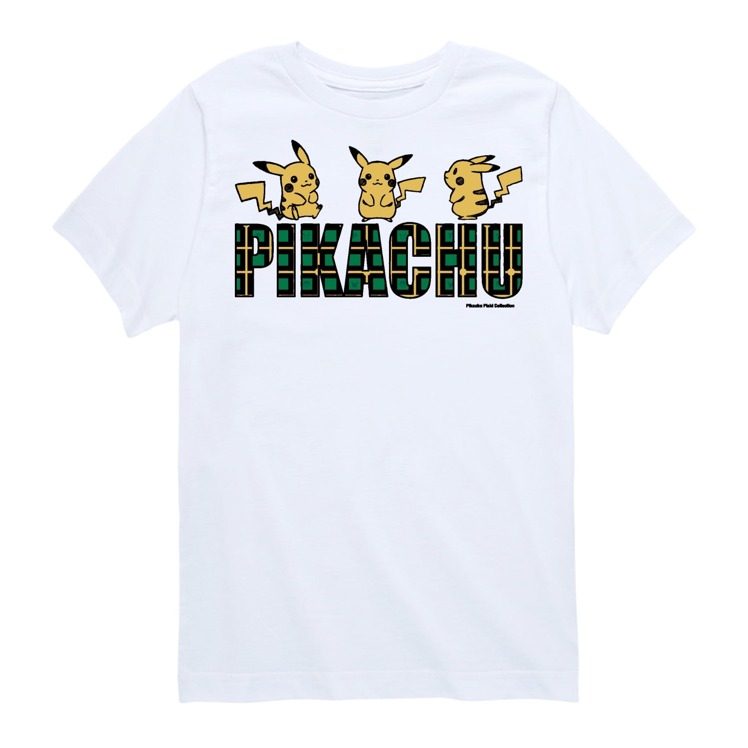 Pokémon - Pikachu Plaid Logo - Youth Short Sleeve Graphic T-Shirt ...