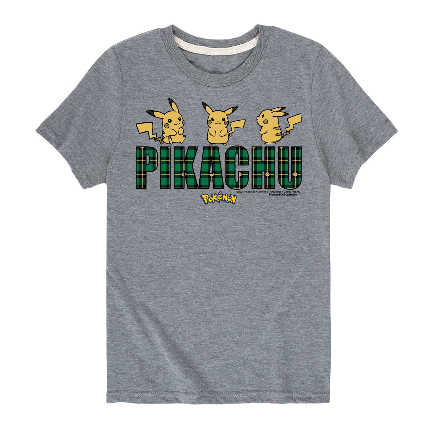 Pokémon - Pikachu Plaid Logo - Youth Short Sleeve Graphic T-Shirt ...