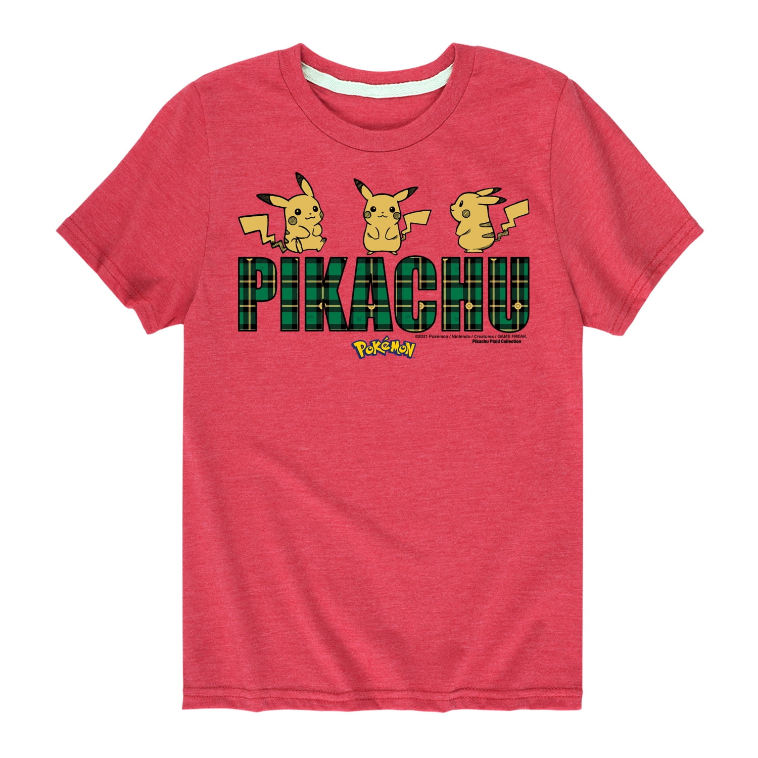 Pokémon - Pikachu Plaid Logo - Youth Short Sleeve Graphic T-Shirt ...