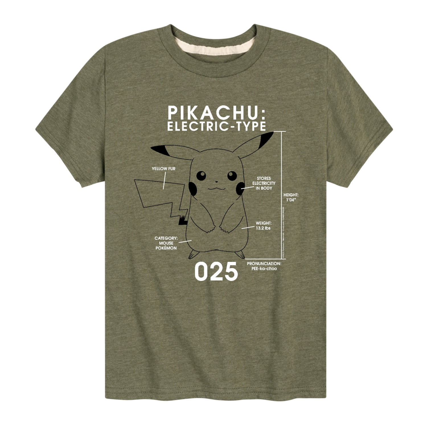 Pokémon - Pikachu Pokedex Diagram - Youth Short Sleeve Graphic T- Shirt ...