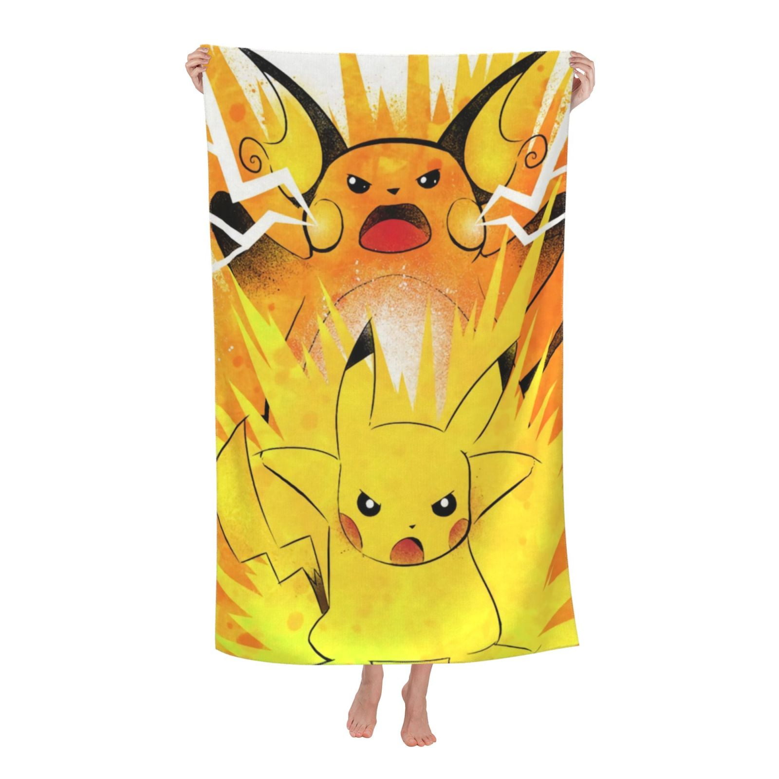 Pokémon-Pikachu Raichu Beach Towel 32x52inch,Large Bath Towels for Kids ...