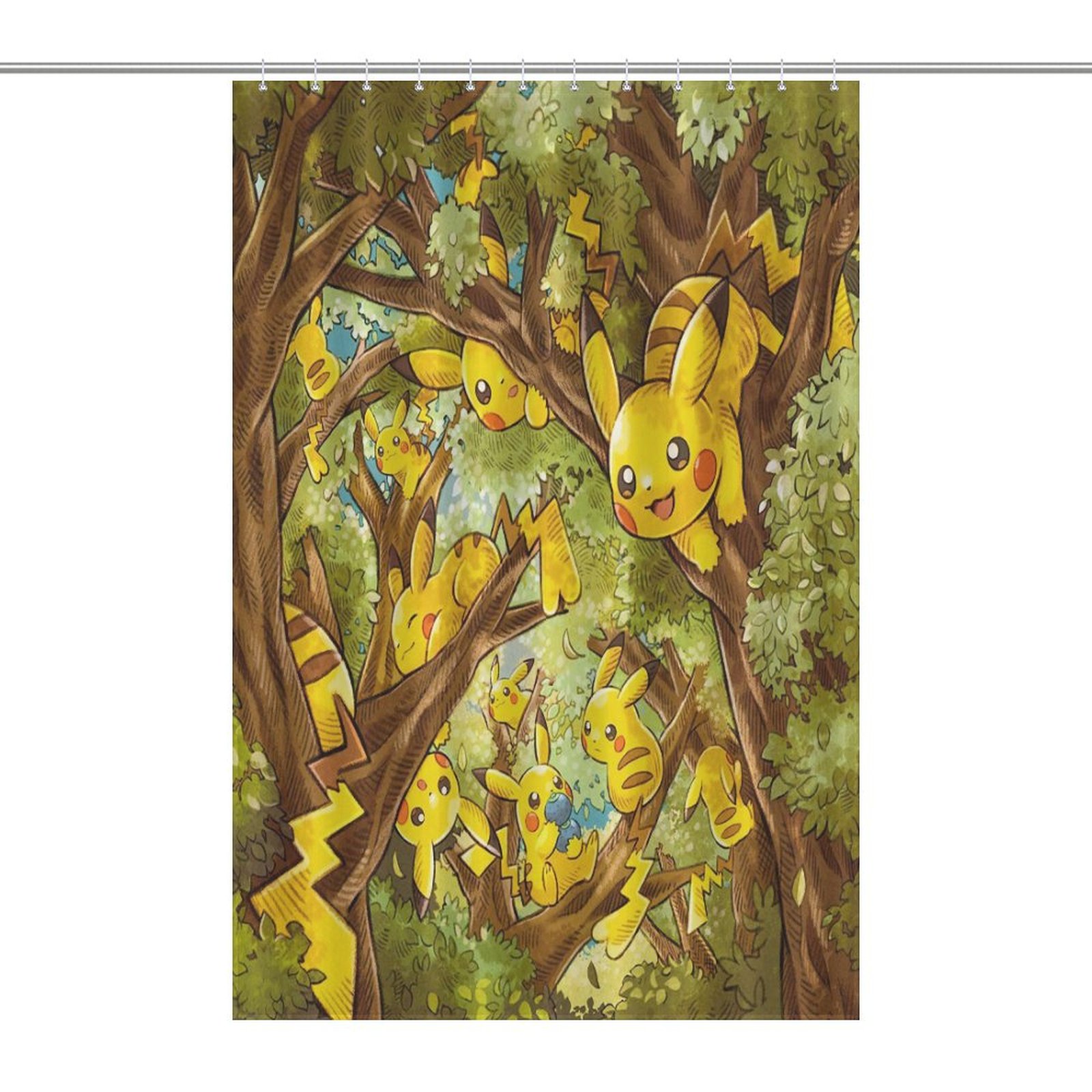 Pokémon Pikachu Raichu Pichu Shower Curtain,Shower Curtain Liner,Bath ...