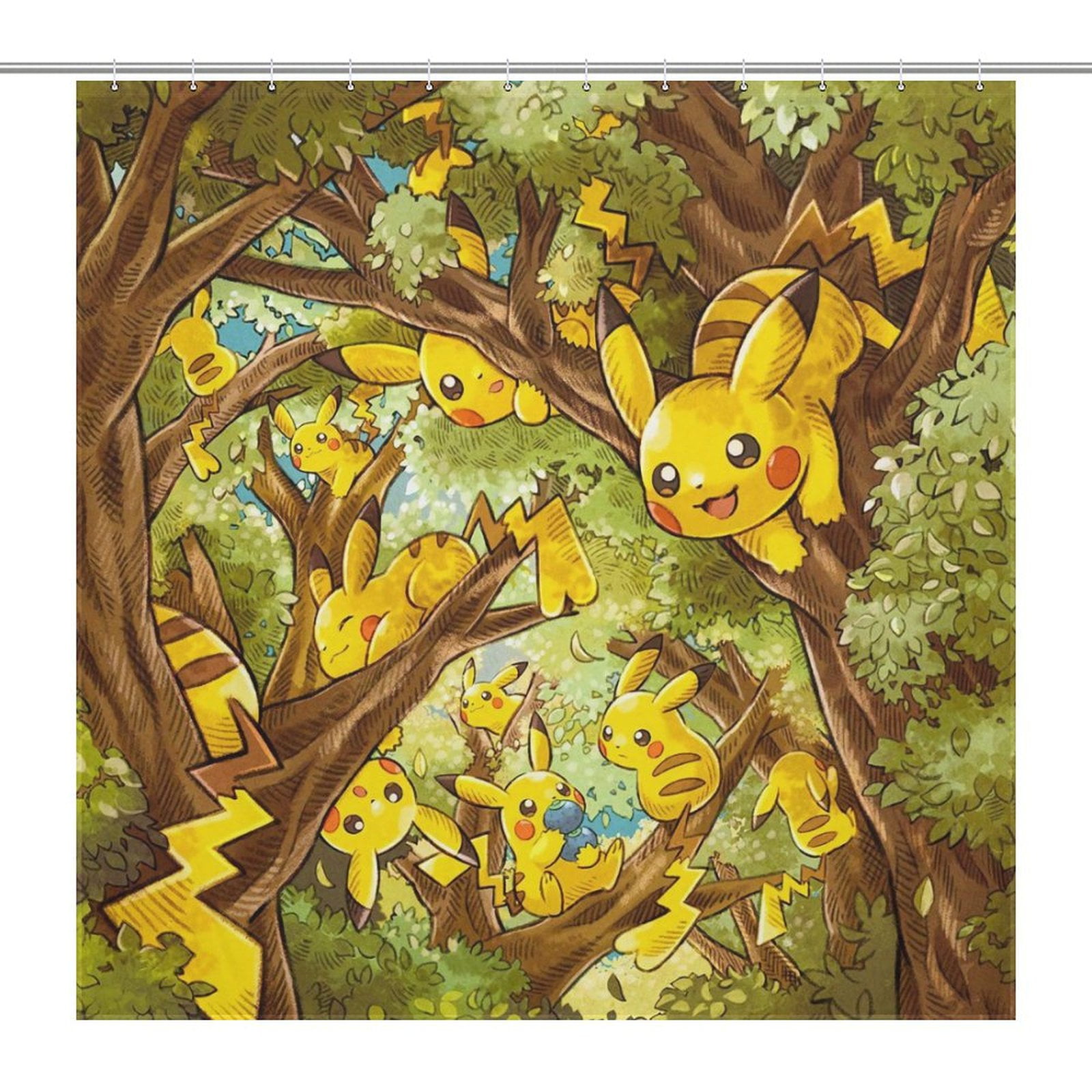 Pokémon Pikachu Raichu Pichu Shower Curtain,Shower Curtain Liner,Bath ...