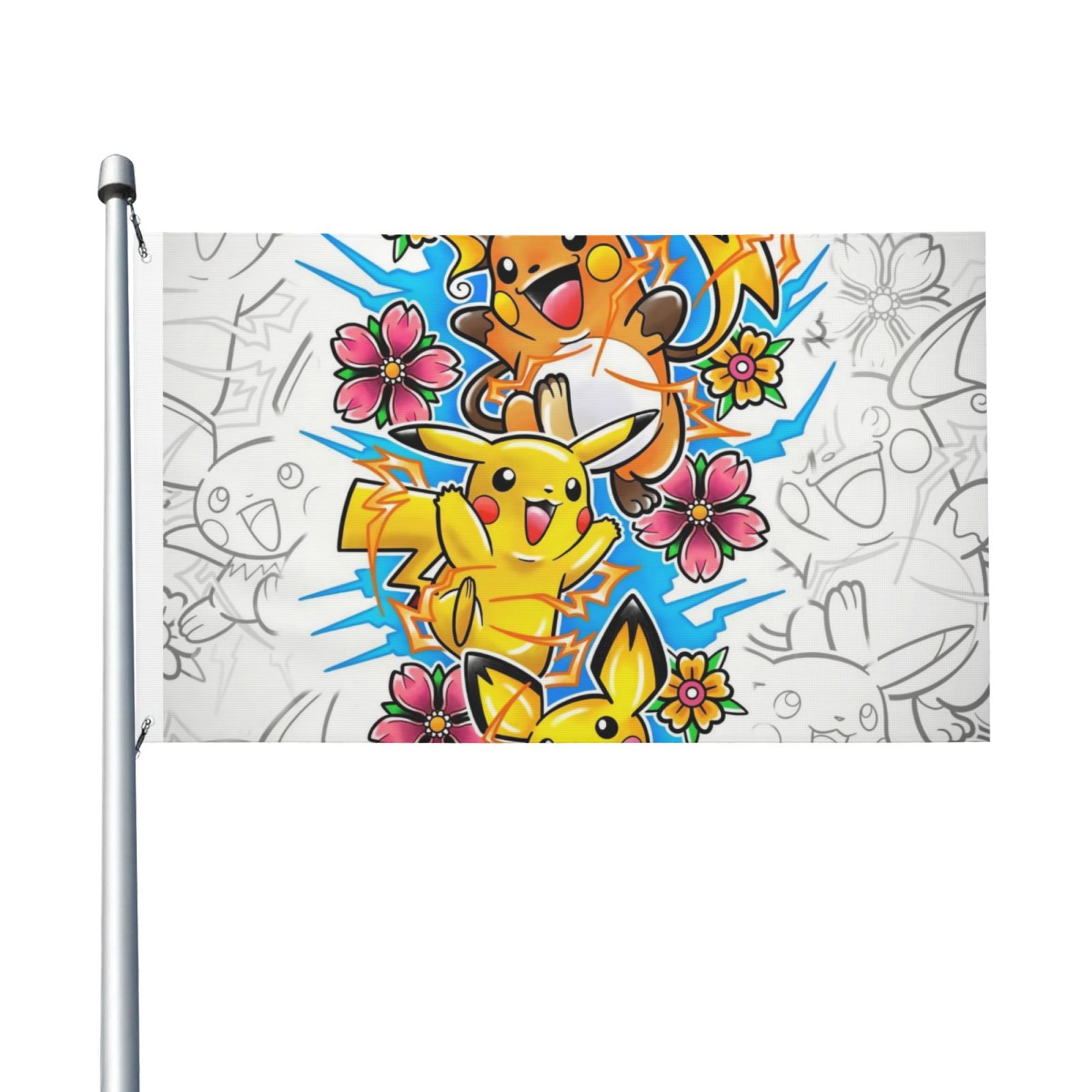 Pokémon Pikachu Raichu Pichu658 3x5ft Face Flag Fade Proof Holiday Fall ...