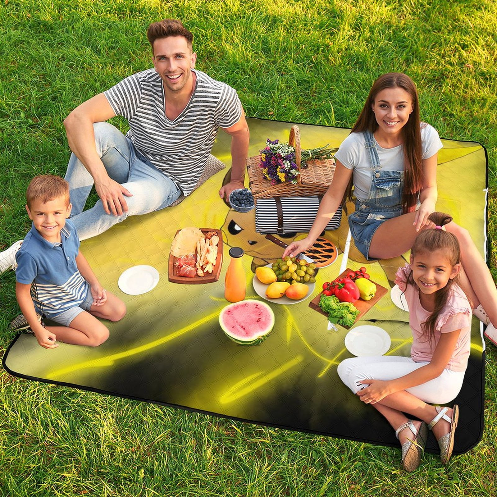 Pokémon-Pikachu Raichu Picnic Blankets 59"x59" Extra Large Outdoor ...