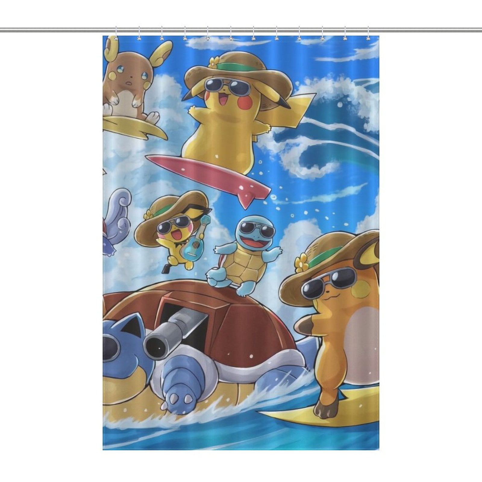 Pokémon-Pikachu- Raichu Surfing Shower Curtain,Printing Polyester ...