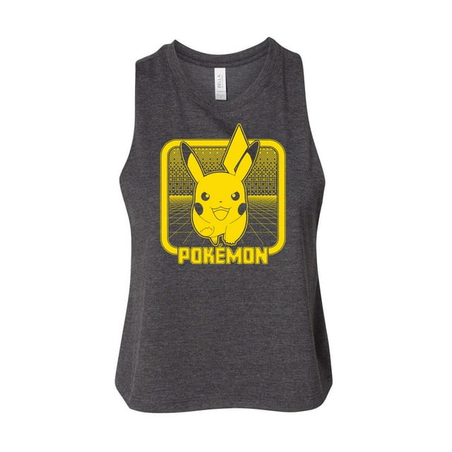 Pokémon - Pikachu Retro Gamer - Juniors Cropped Racerback Tank Top ...