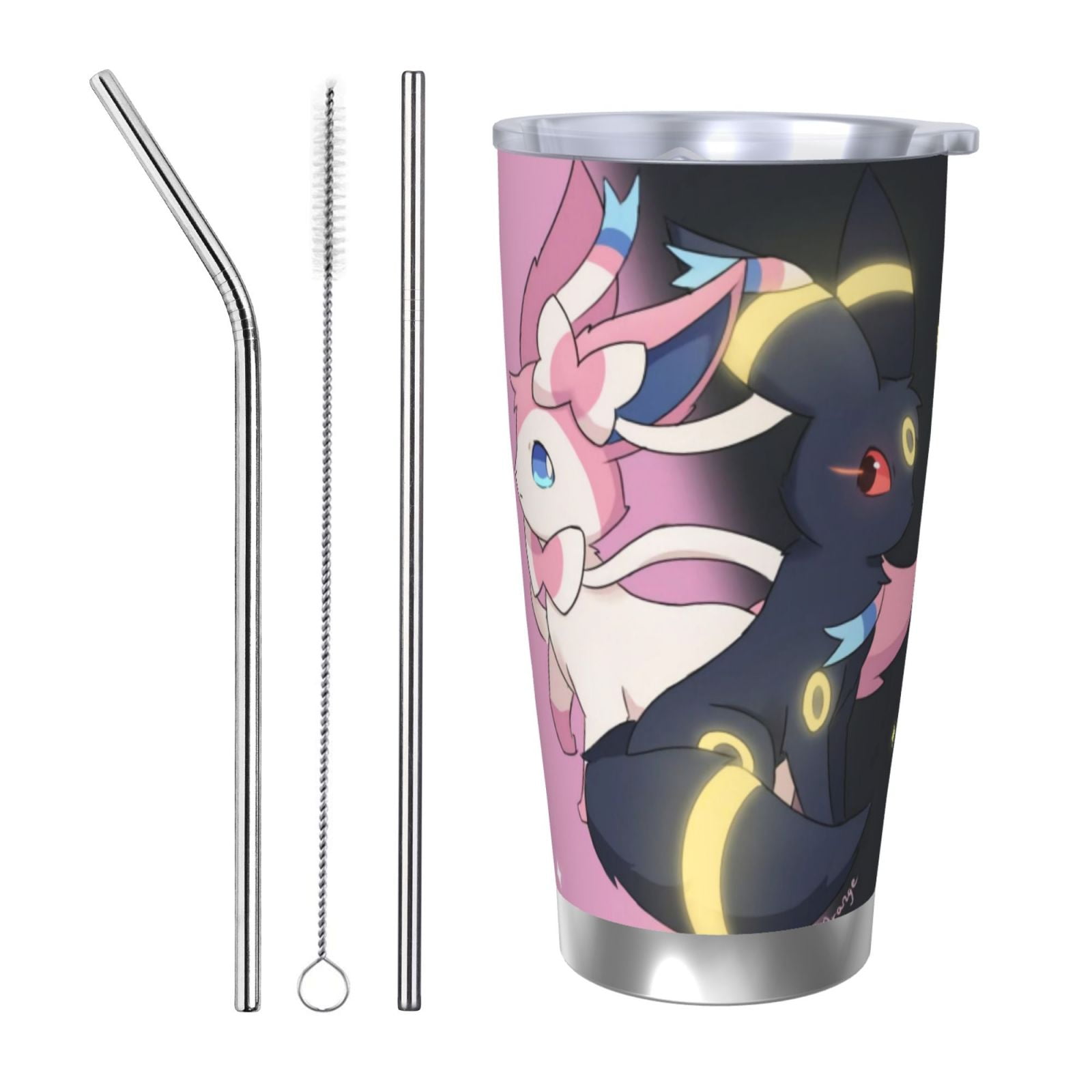 Pokémon Pikachu Sylveon Umbreon Kids Water Bottle with Straw Lid,Insulated Stainless Steel ...