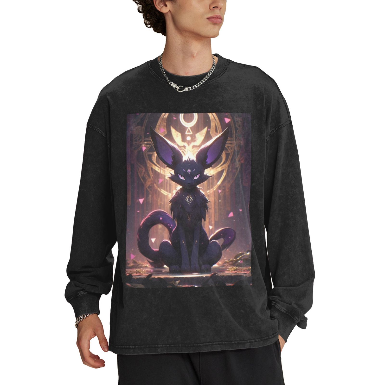 Pokémon Pikachu Umbreon0321 Long Sleeve Shirt Men's Heavy Weight Crew ...