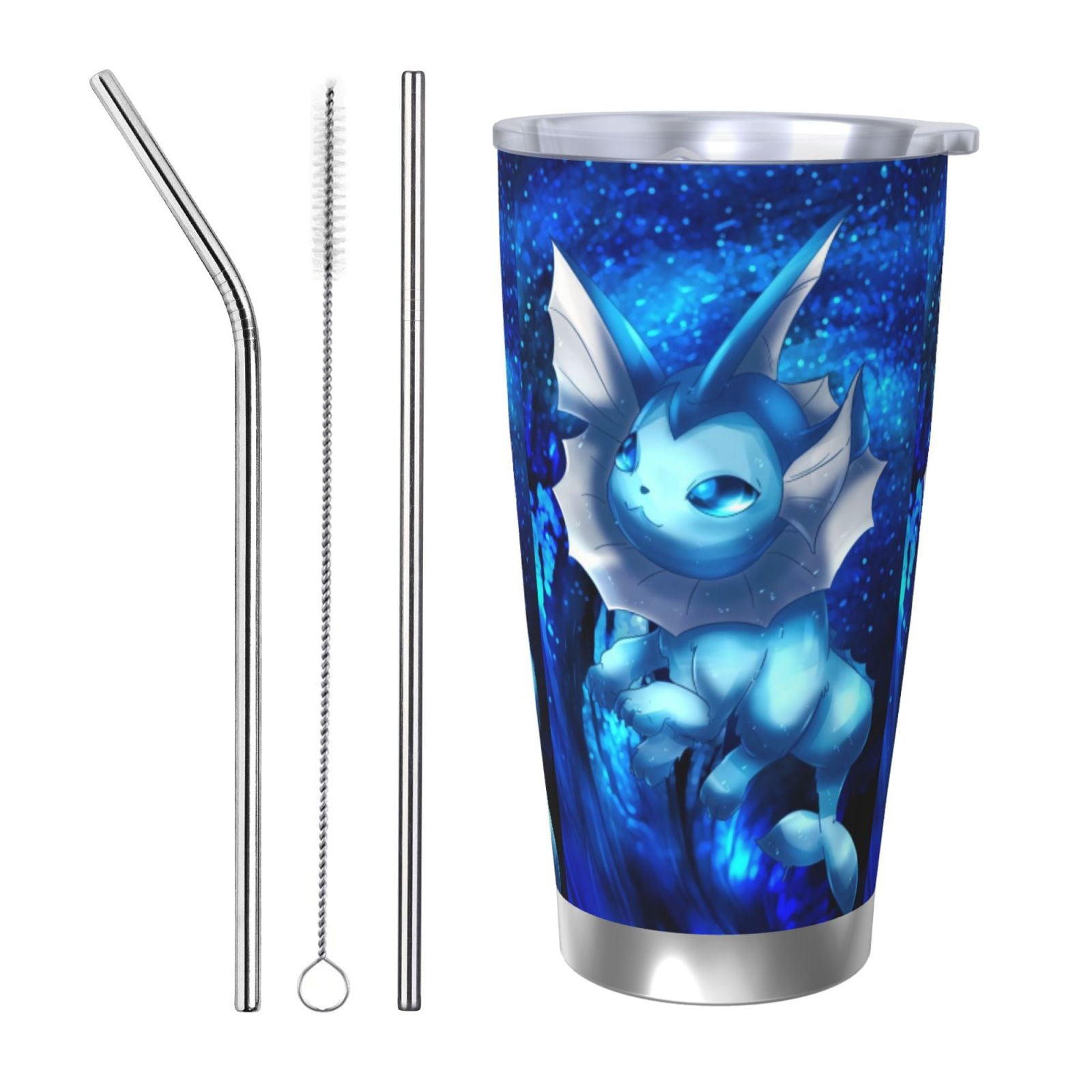 Pokémon Pikachu Vaporeon Kids Water Bottle with Straw Lid,Insulated Stainless Steel Reusable ...