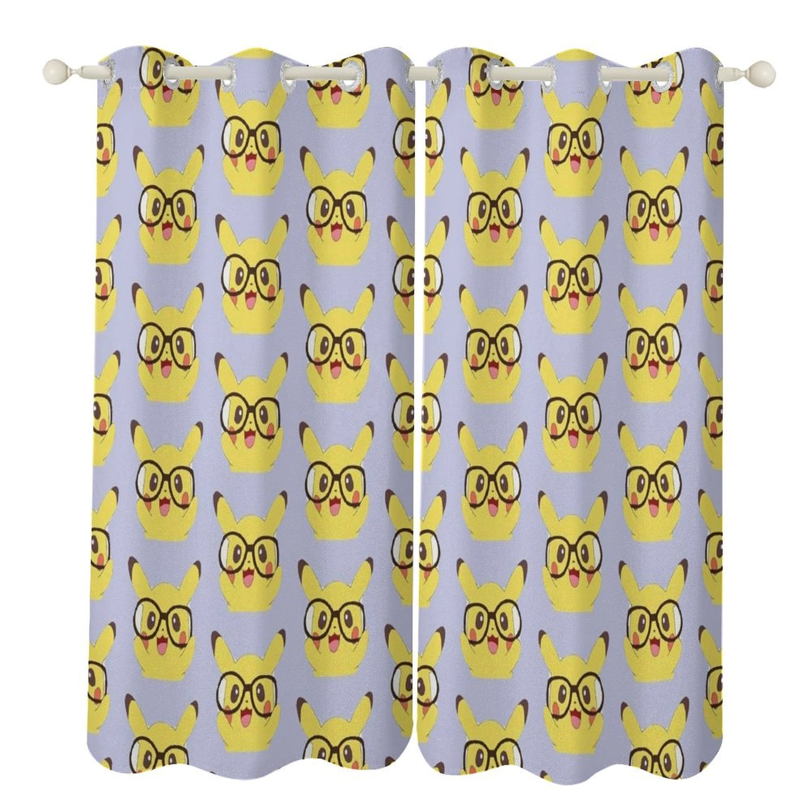Pokémon-Pikachu Wearing Glasses Kids Curtains 52 X 72 Inch,Cartoon ...