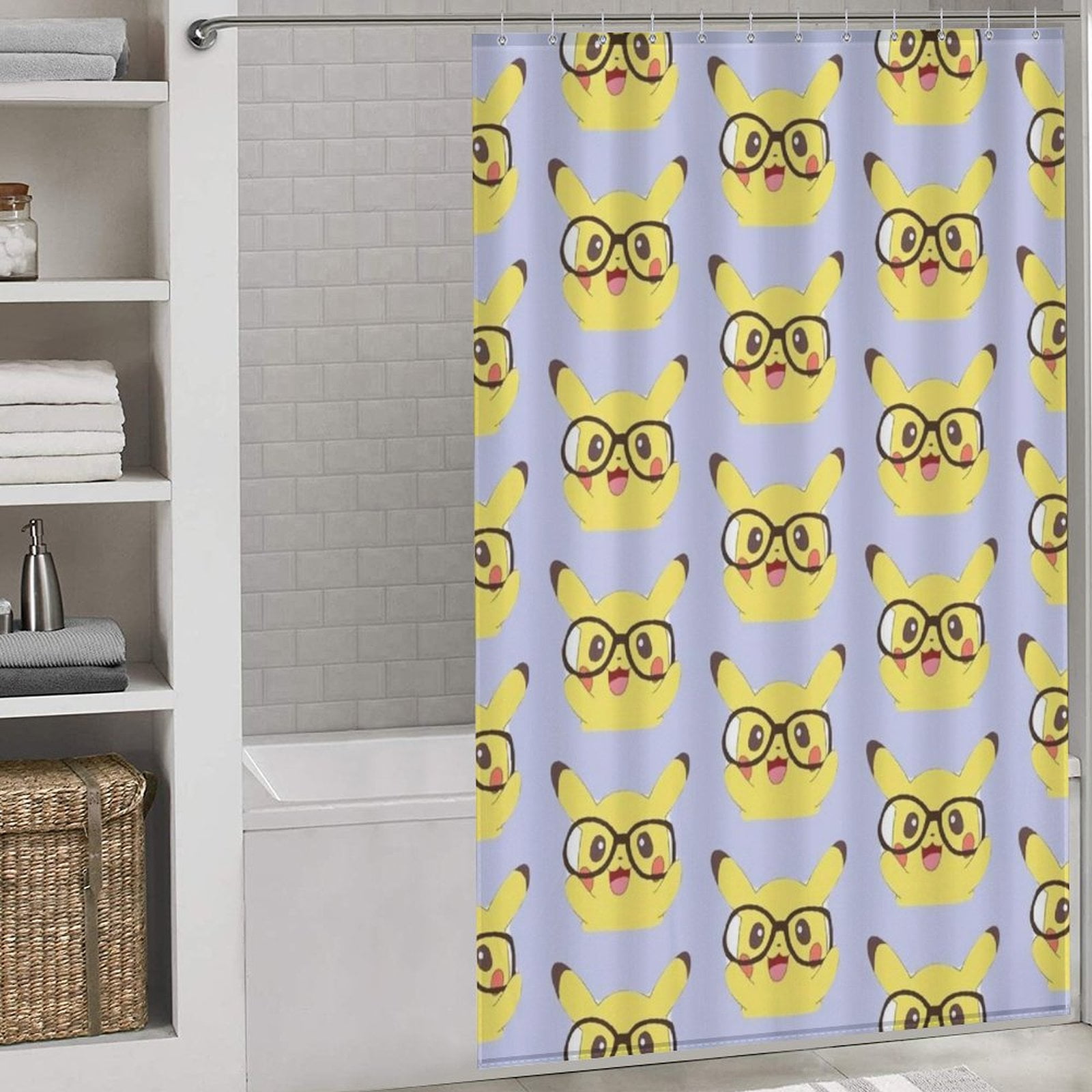 Pokémon-Pikachu Wearing Glasses Shower Curtains for Bathroom,Shower ...
