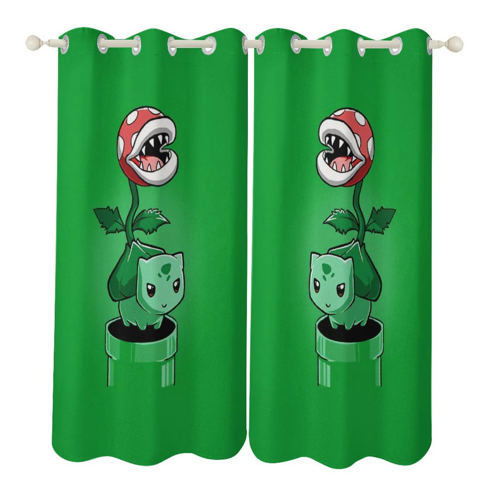Pokémon-Piranha Plant Bulbasaur Curtains 84 inch,2 Panels Set,100% ...