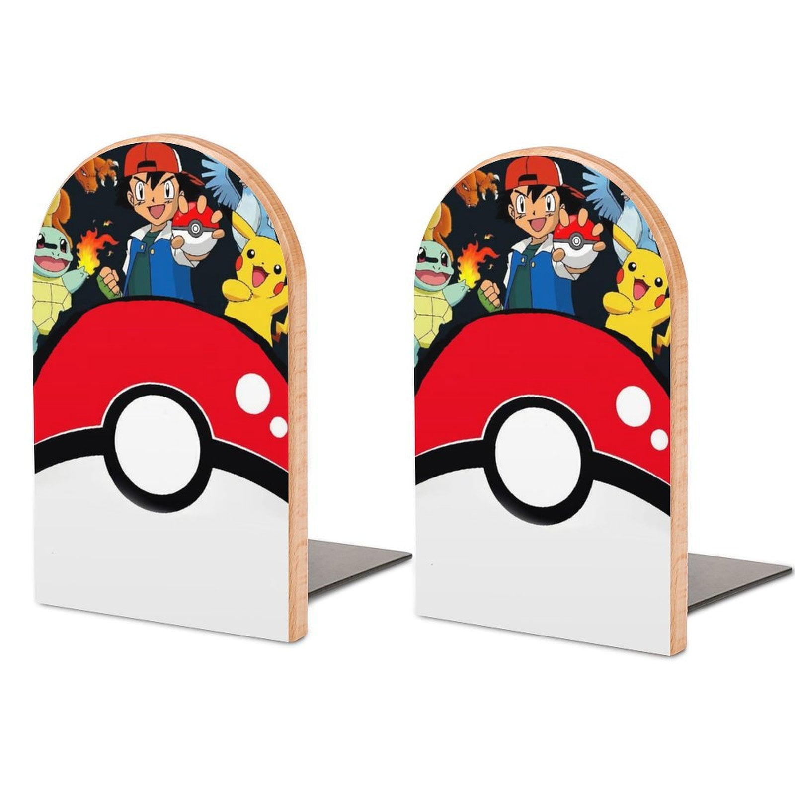 Pokémon Poké Ball Vintage Classic Red & White Logo 2PCS Wood Bookends ...