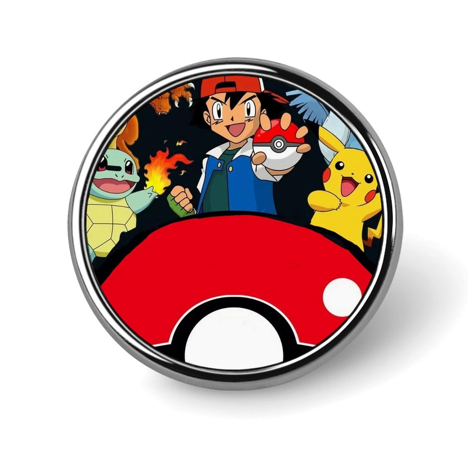 Pokémon Poké Ball Vintage Classic Red & White Logo Aluminium Alloy Round Badge Brooch Lapel Pin ...