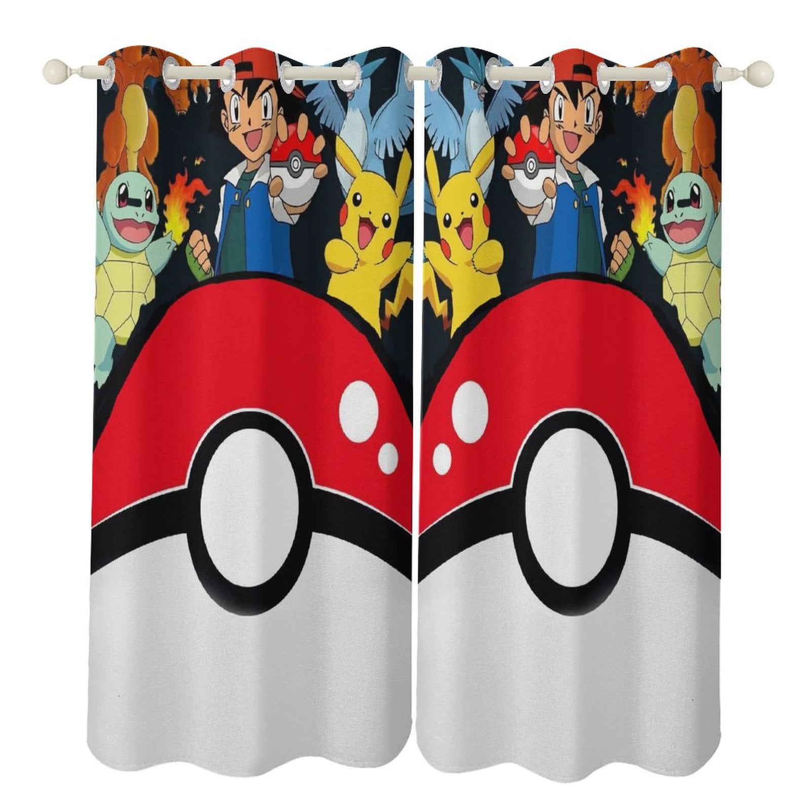 Pokémon-Poké Ball Vintage Classic Red & White Logo Curtains for Kids ...