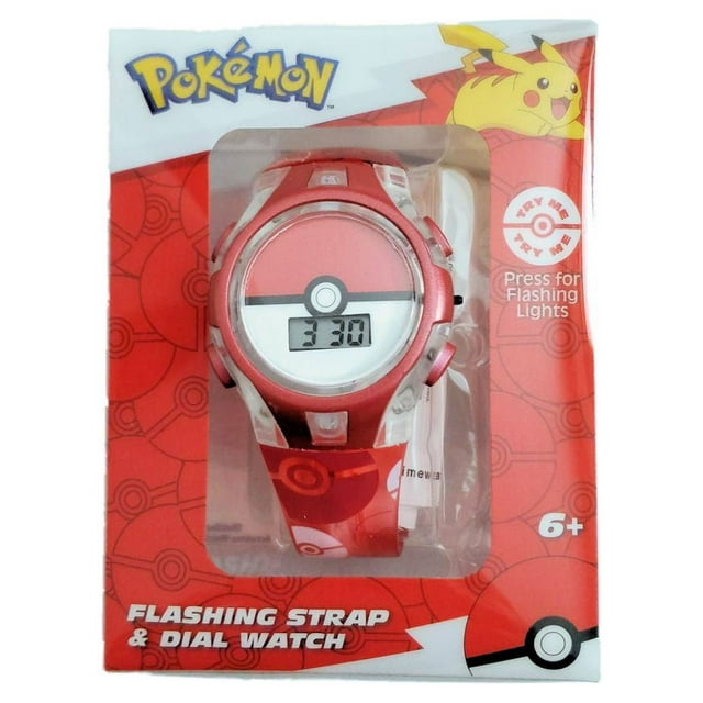 Pokémon Poke Ball Unisex Child LCD Watch with Flashing Strap and Dial ...