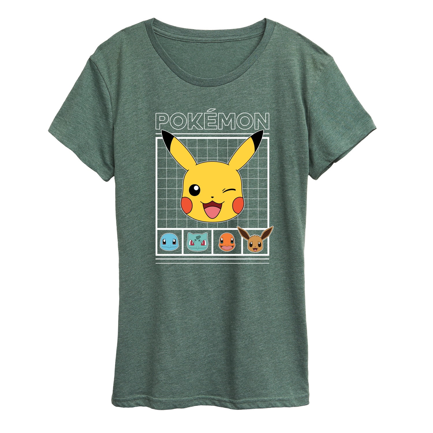 Pokémon - Pokemon Character Grid - Women's Short Sleeve Graphic T-Shirt ...