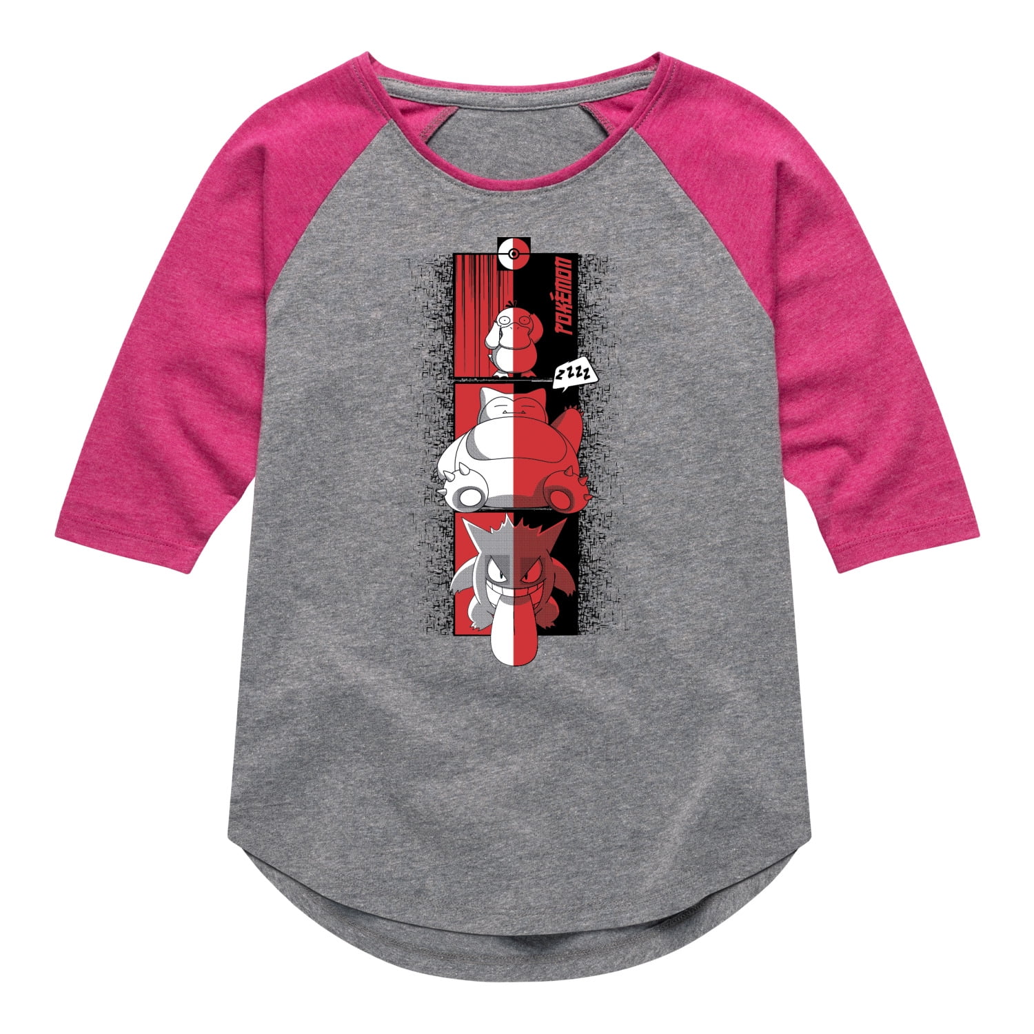 Pokémon - Psyduck Snorlax Gengar Cool - Girls Raglan Graphic T-Shirt ...