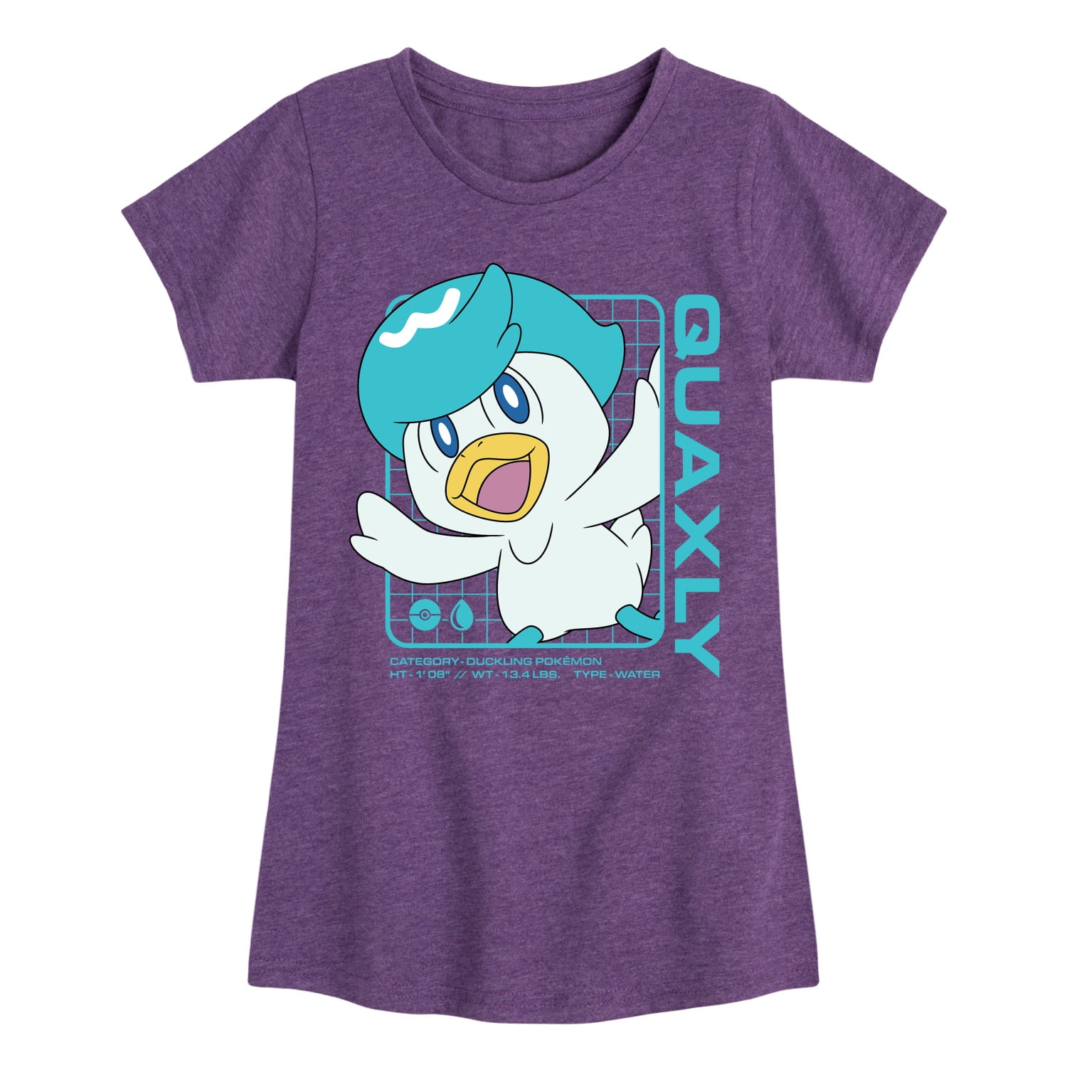 Pokémon - Quaxly Stats - Youth Girls Short Sleeve Graphic T-Shirt - Walmart.com