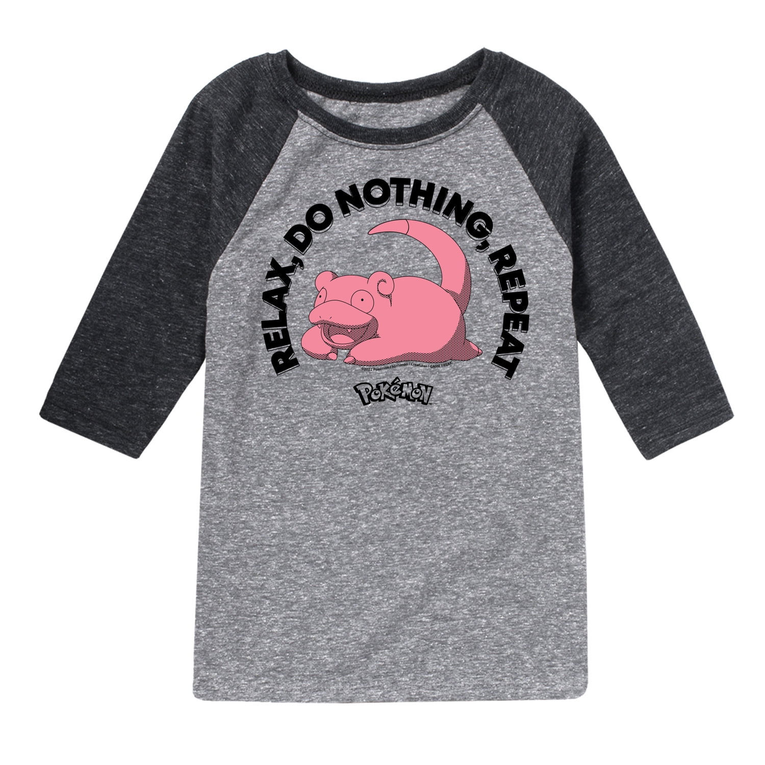 Pokémon - Slowpoke Relax Do Nothing Repeat - Youth Raglan Graphic T ...