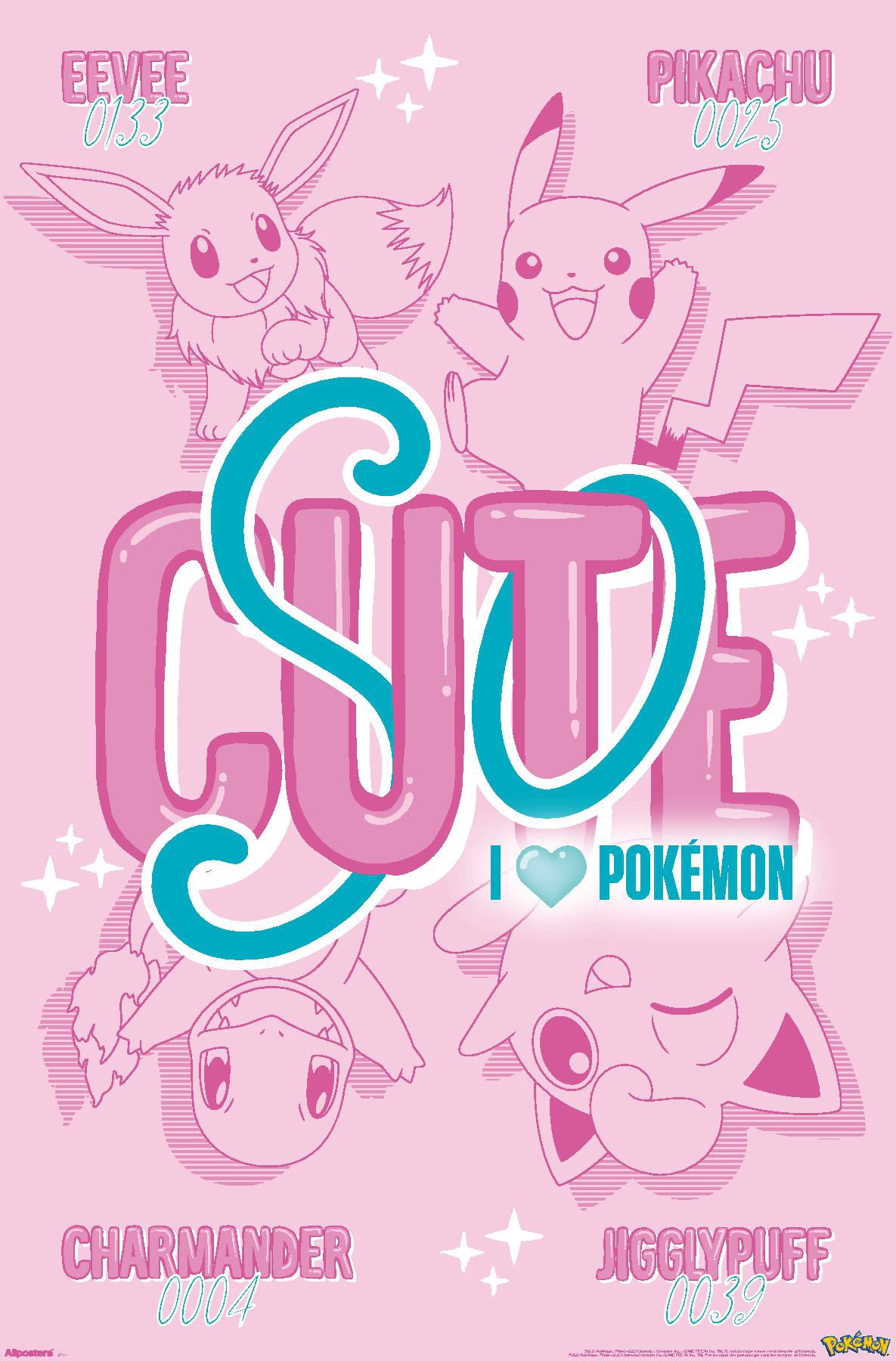 Pokémon - So Cute Pikachu Eevee Jigglypuff Charmander Wall Poster, 14. ...