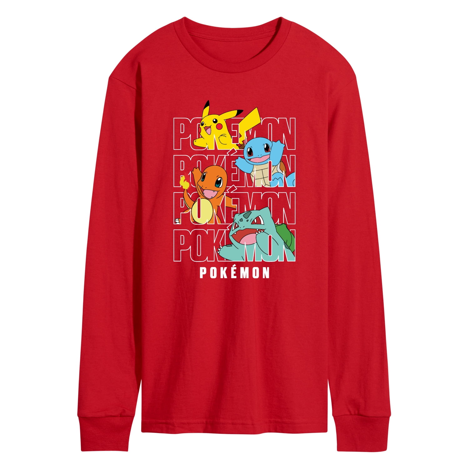 Pokémon - Stacked Logo Pikachu And Friends - Men's Long Sleeve Graphic ...