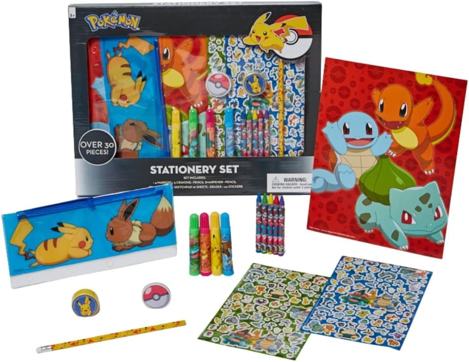 Pokémon Stationery and Art Set – 30+ Piece Gift Pack with Markers ...