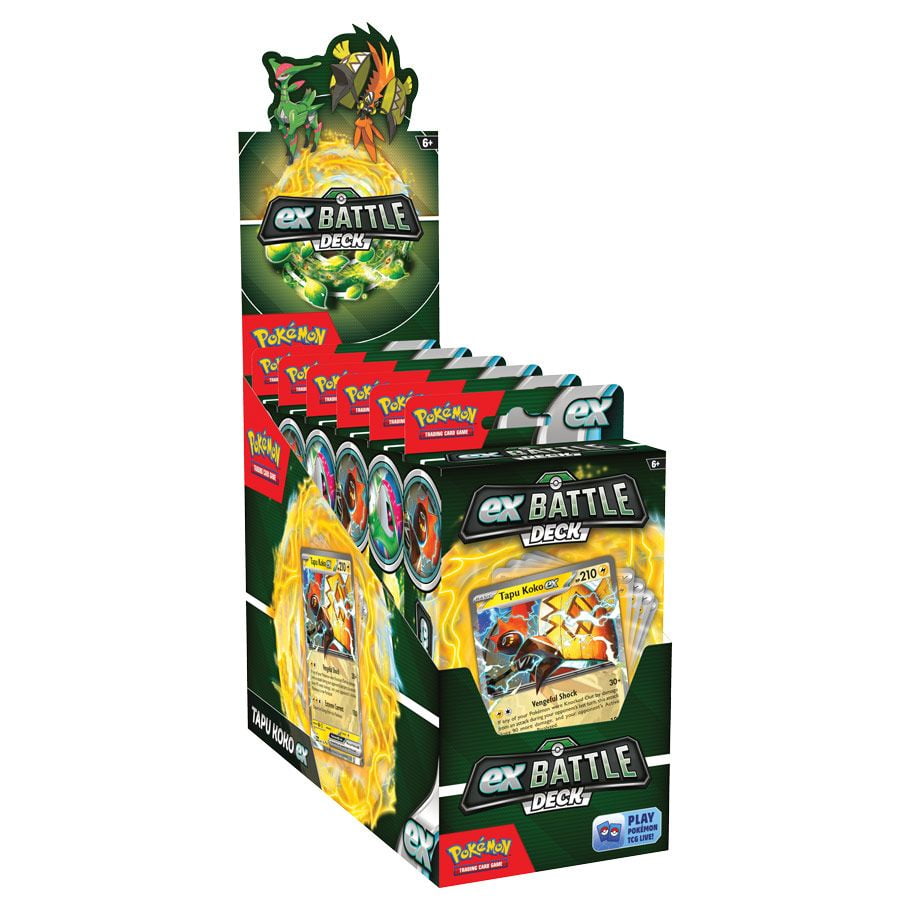Pokémon TCG: ex Deluxe Battle Deck Tapu Koko/Iron Leaves Display 6 Tin ...