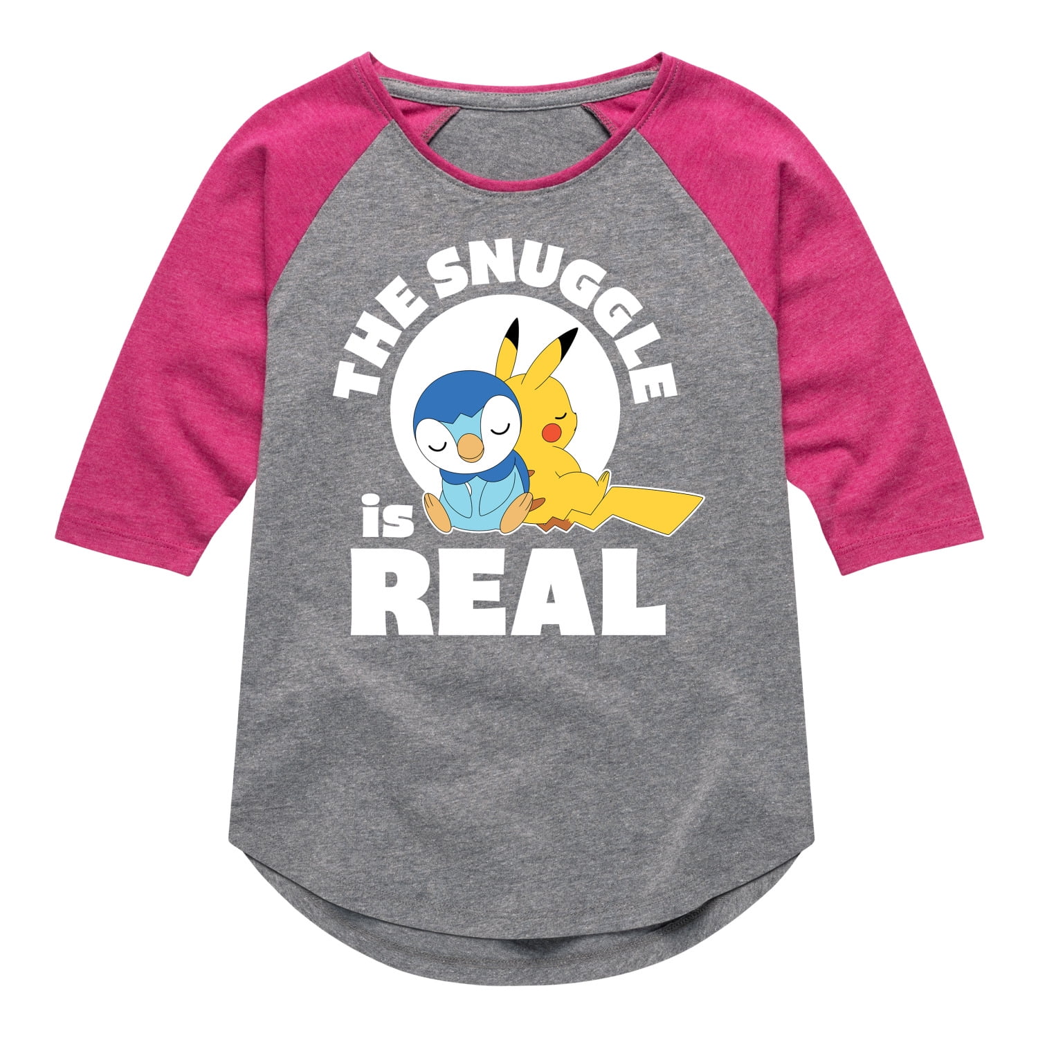 Pokémon - The Snuggle Is Real Pikachu And Piplup - Youth Girls Raglan ...