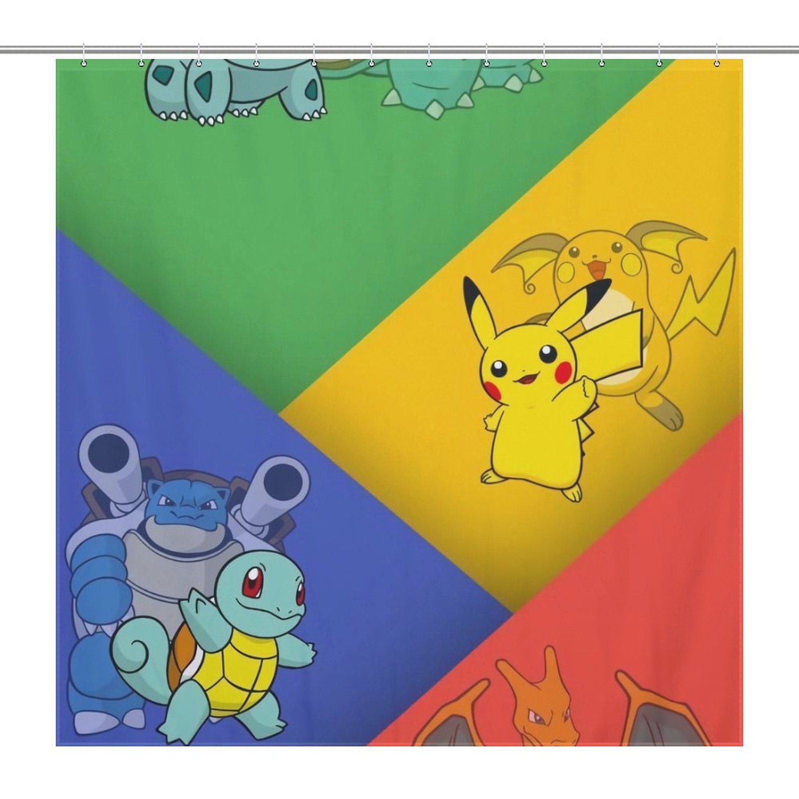 Pokémon-Trainer Kanto Starters Vintage Portraits Shower Curtain,Shower ...