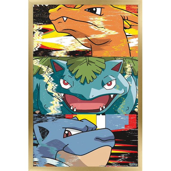 Pokémon - Trio Distortion Wall Poster, 14.725" x 22.375", Framed ...
