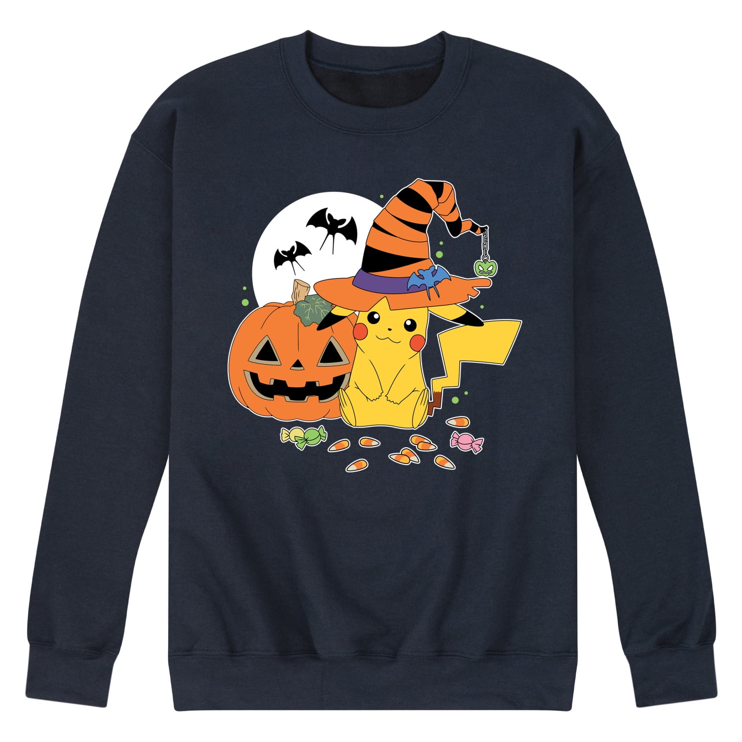Pokémon - Witch Pikachu With Candy - Men's Crew Neck Fleece Pullover ...