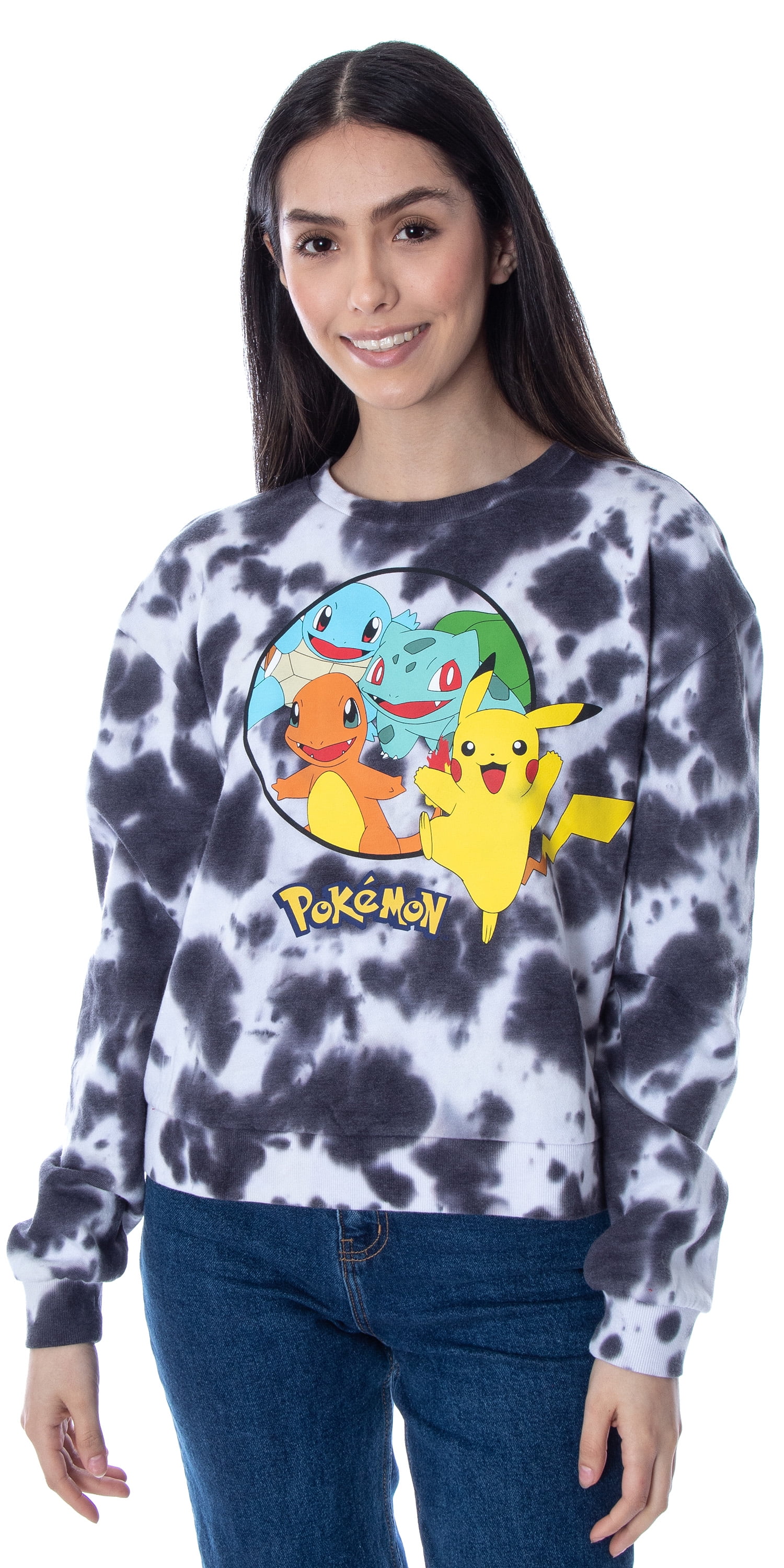 Pokémon Women's Pikachu Bulbasaur Charmander Squirtle Cropped Tie-Dye ...