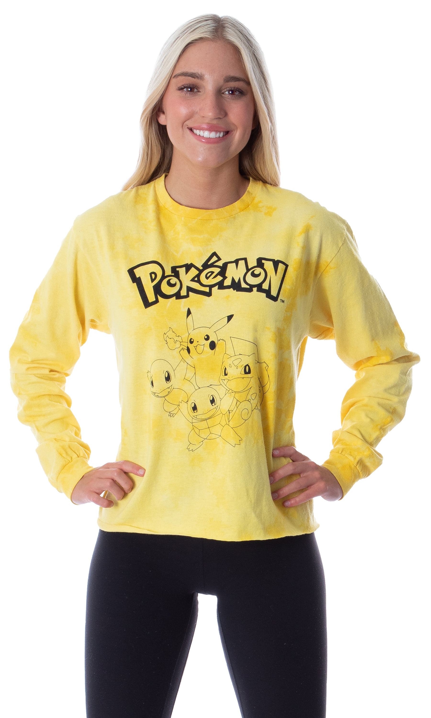 Pokémon Women's Pikachu Starter Group Long Sleeve Tie Dye Adult T-Shirt ...