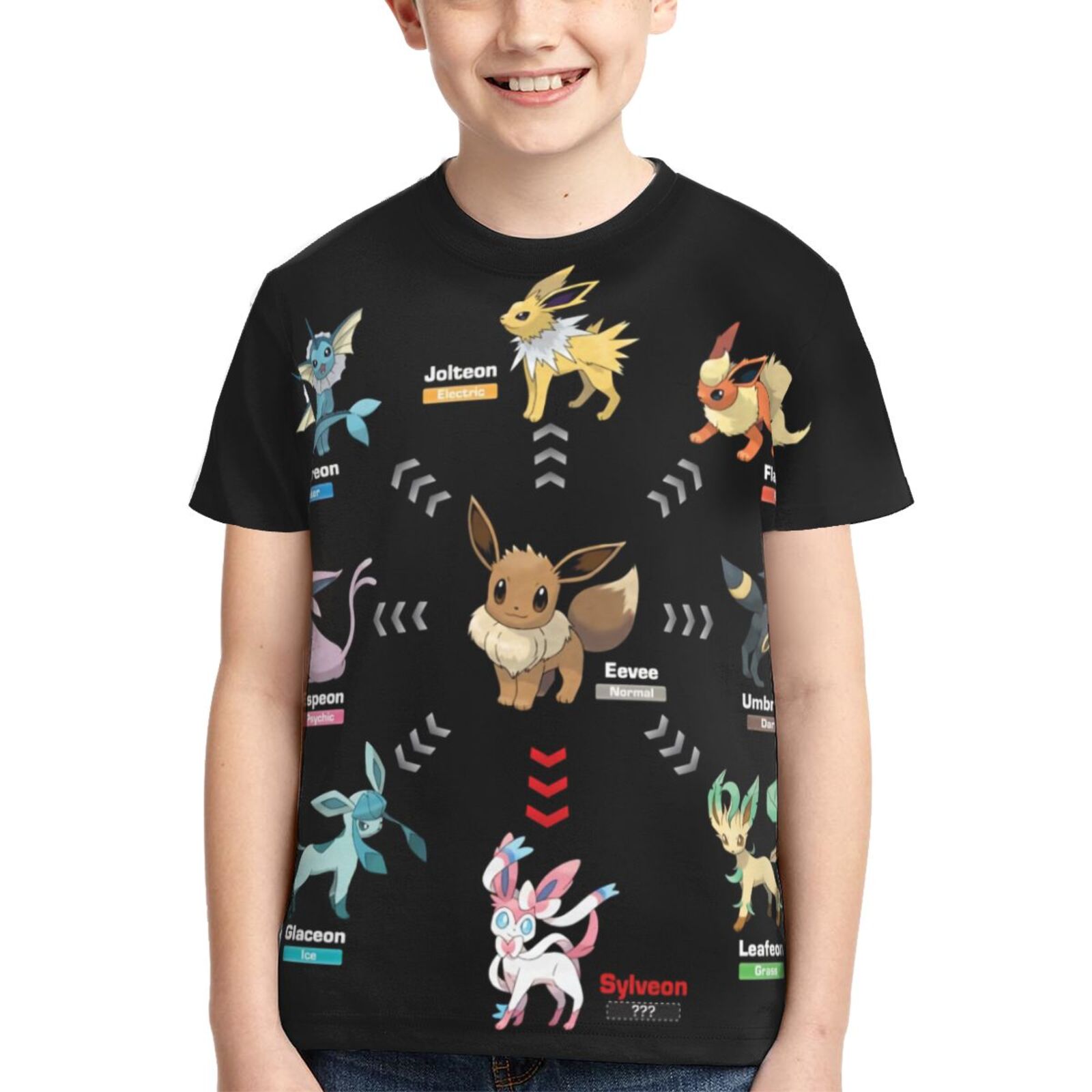 Pokémon eevee,vaporeon,leafeon,umbreon,espeon,glaceon,flareon,jolteon T Shirt - Cotton Short ...