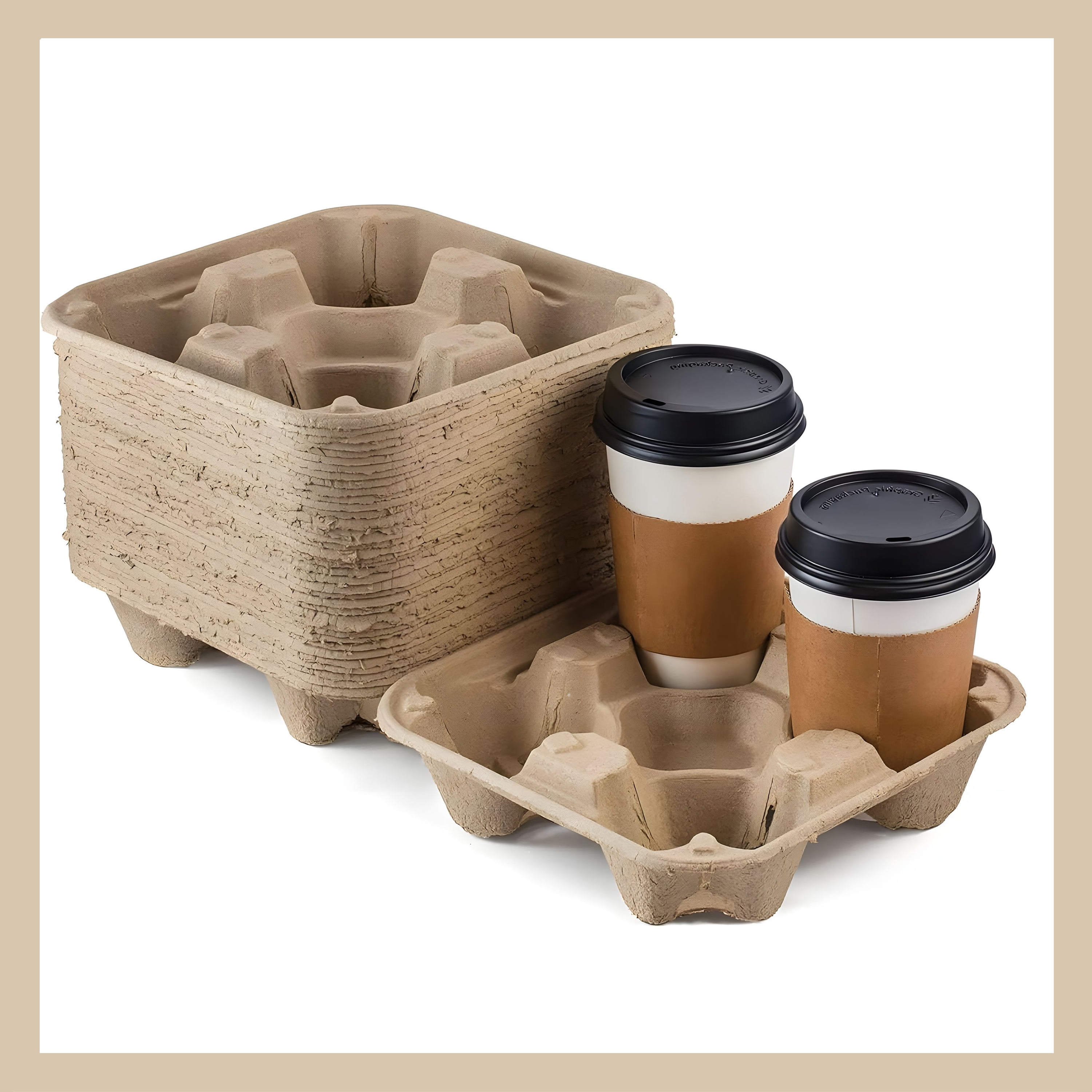 Pokanic 4 Cup Tray Carrier [25 Pack] 8 to 32 oz No-Spill-Mess ...