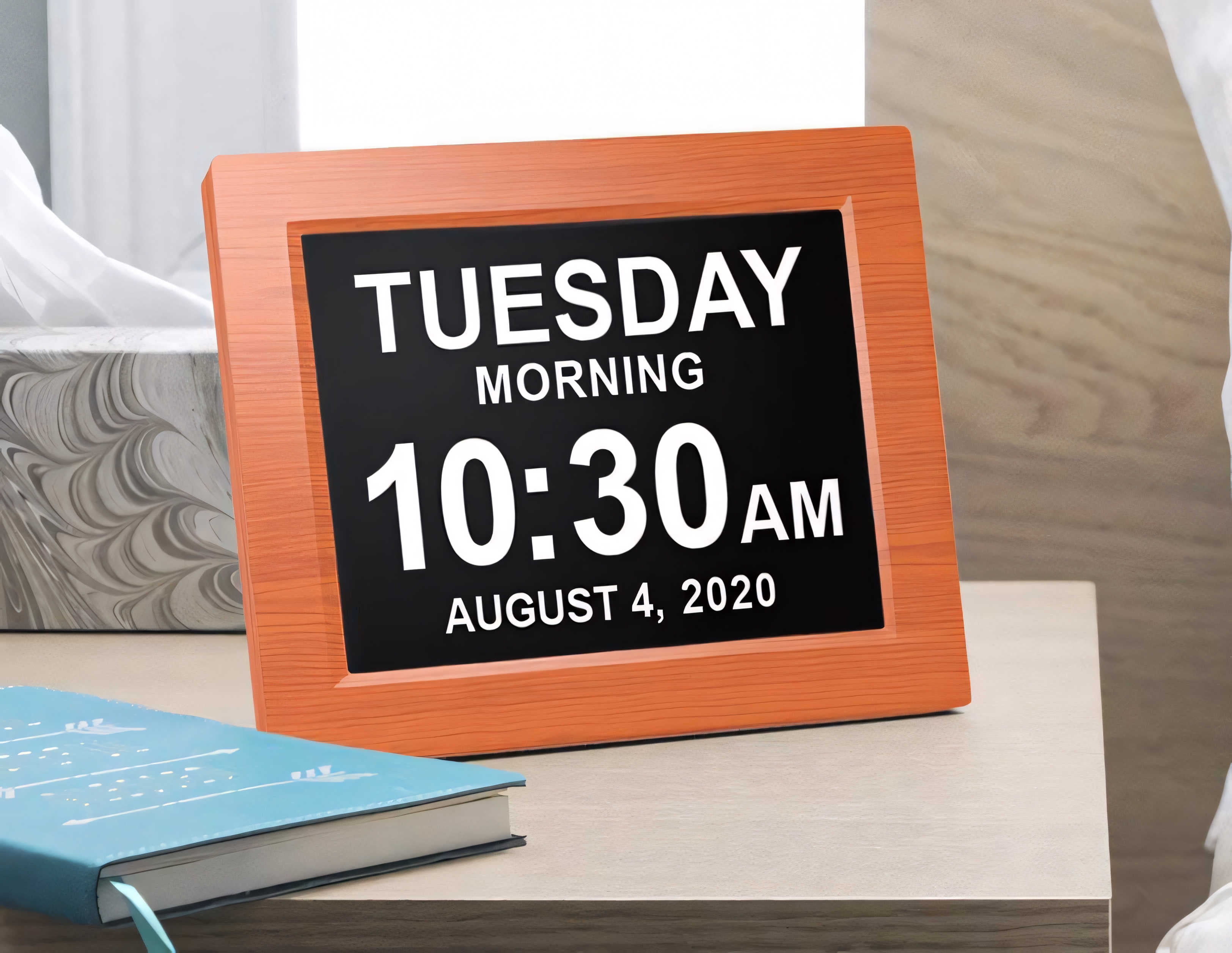 Pokanic Digital Calendar Date Multi Alarm Clock 8 inch Large Display ...