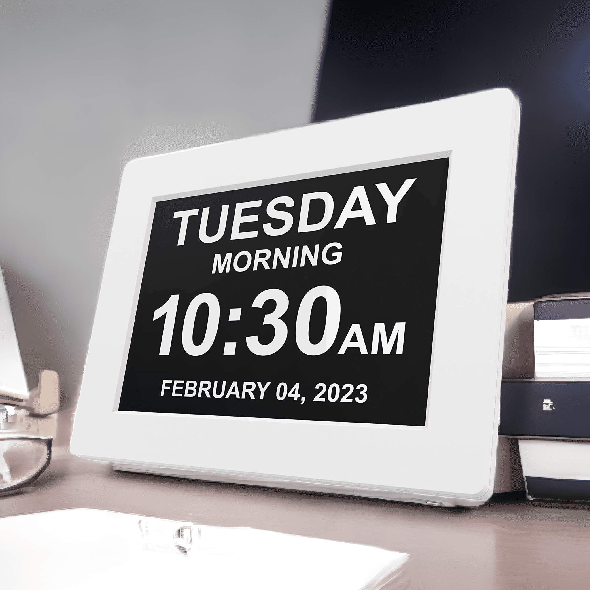 Pokanic Digital Calendar Date Multi Alarm Clock 8 inch Large Display ...