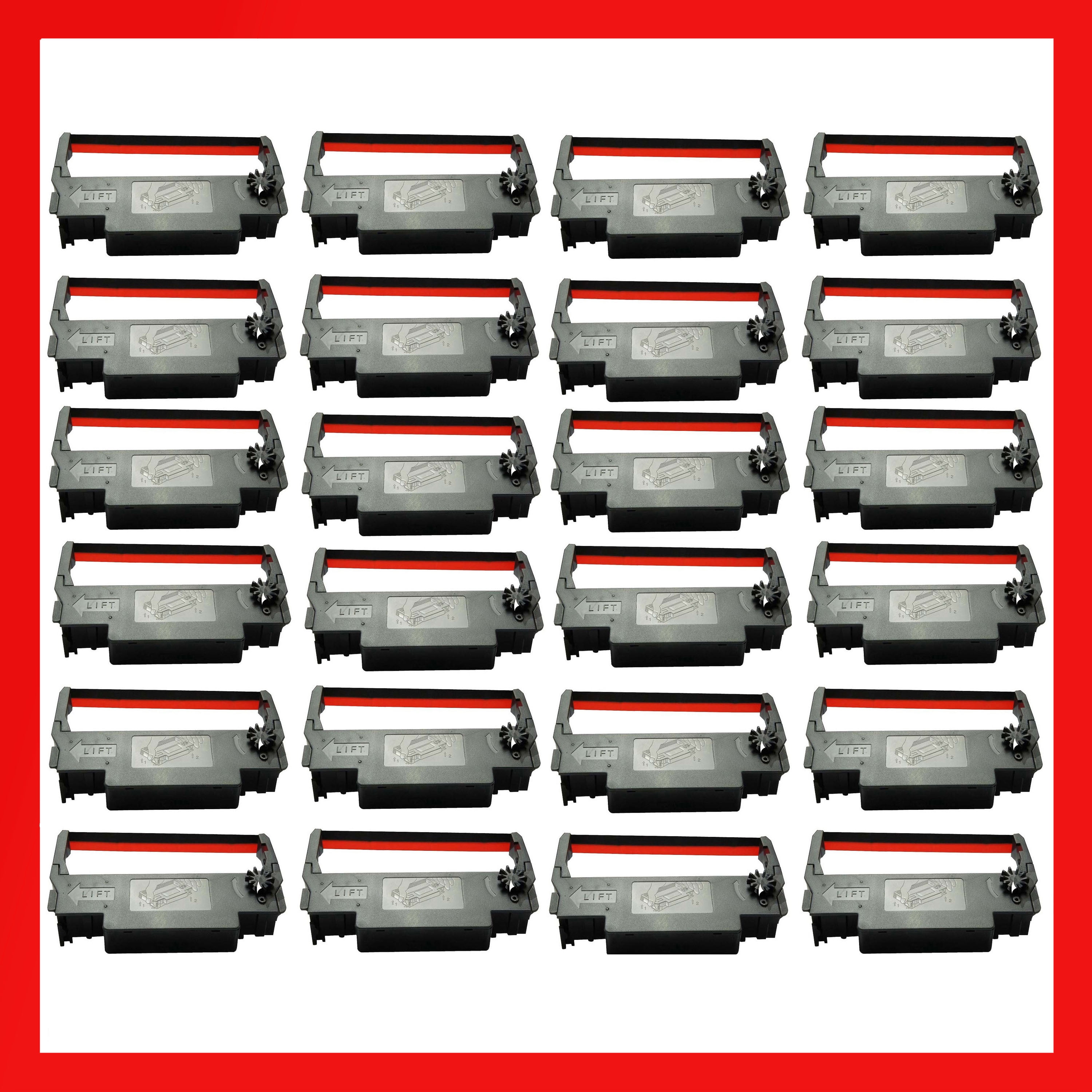 Pokanic ERC-30 Black and Red Ink Ribbon x 24 Pack Cartridge Roller Replacement Receipt Kitchen ...