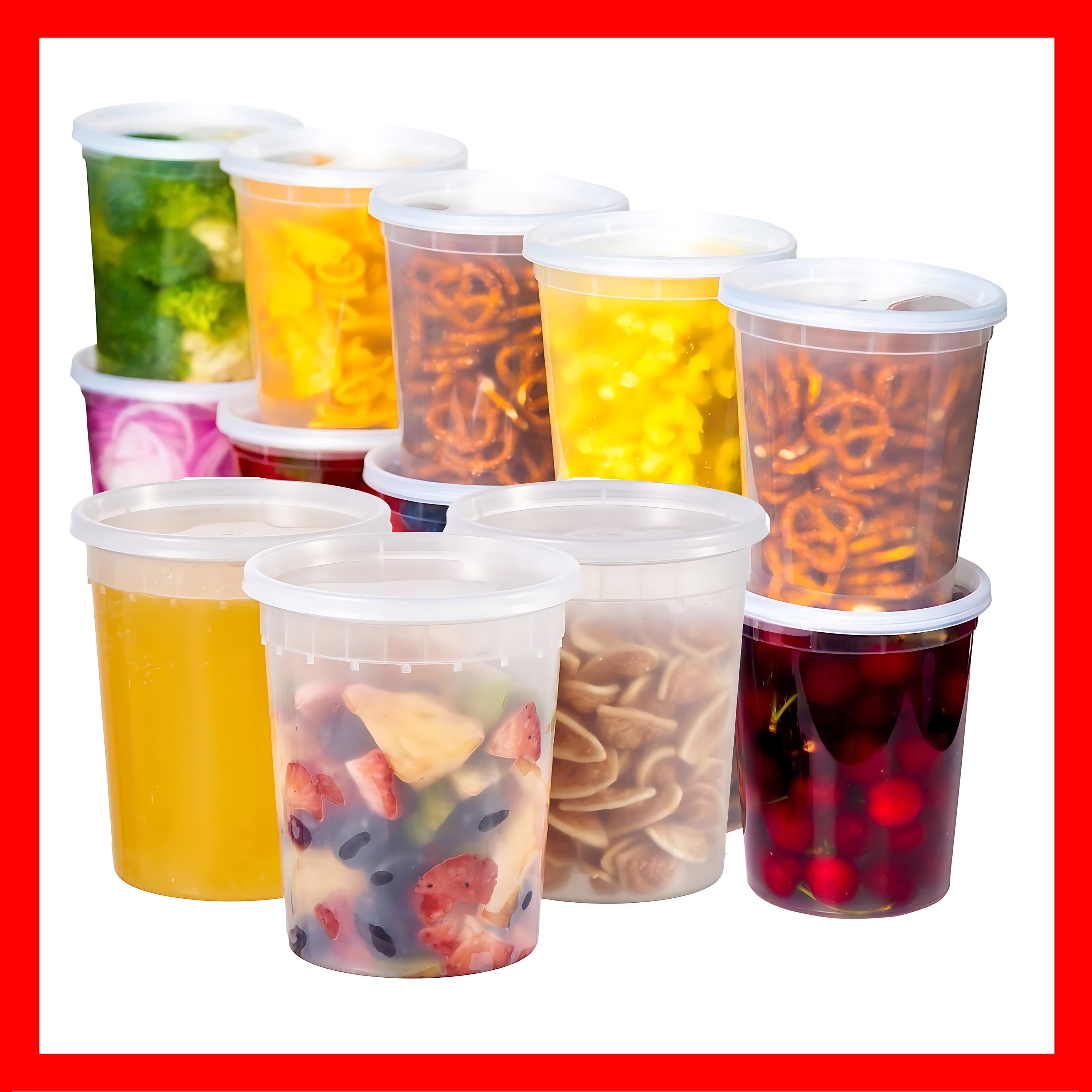 Pokanic Food Storage Containers [10 Set] 32 oz Plastic Deli Containers ...