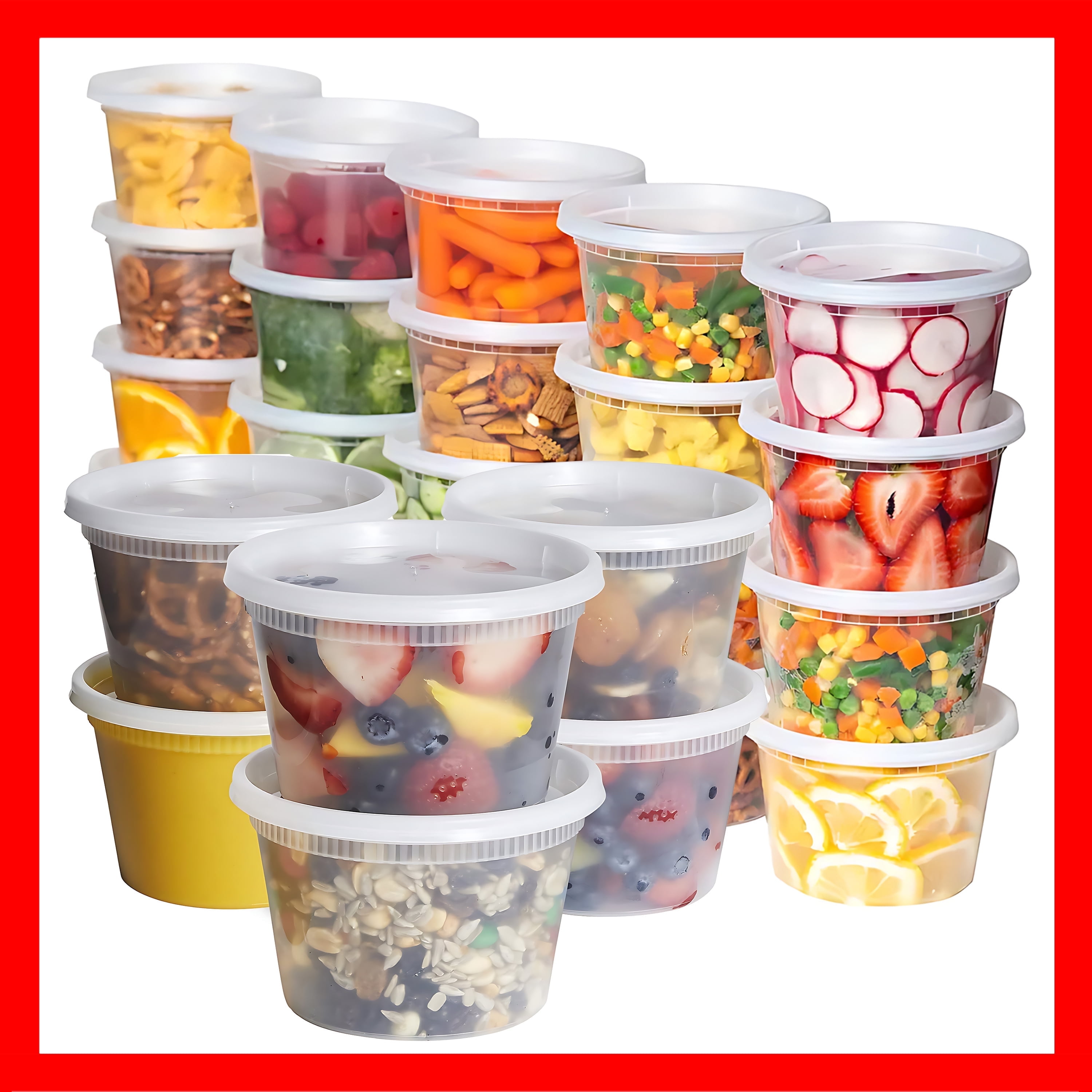 Pokanic Food Storage Containers [20 Set] 16 oz Plastic Deli Containers ...