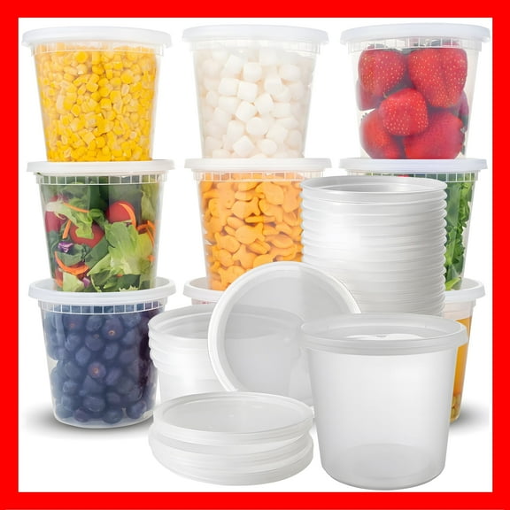 Food Storage Containers [240 Set] 16 oz Plastic Deli Containers with ...