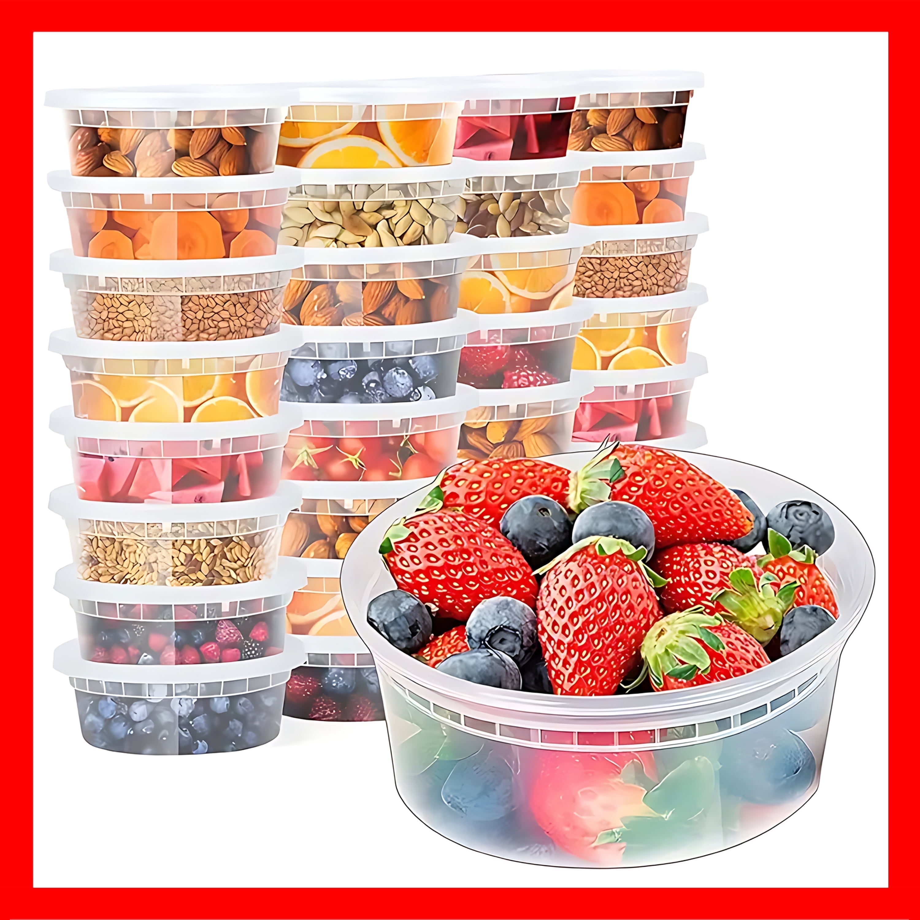 Pokanic Food Storage Containers [20 Set] 8 oz Plastic Deli Containers ...